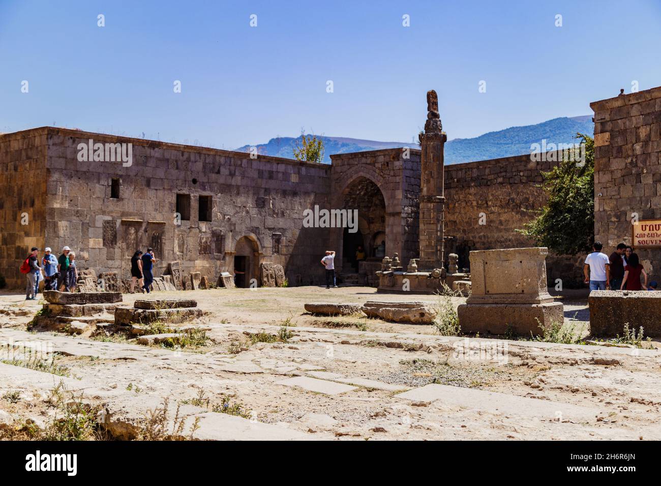 Ancient Seismographic Stone Pillar in Tatev monastery, Armenia Stock ...