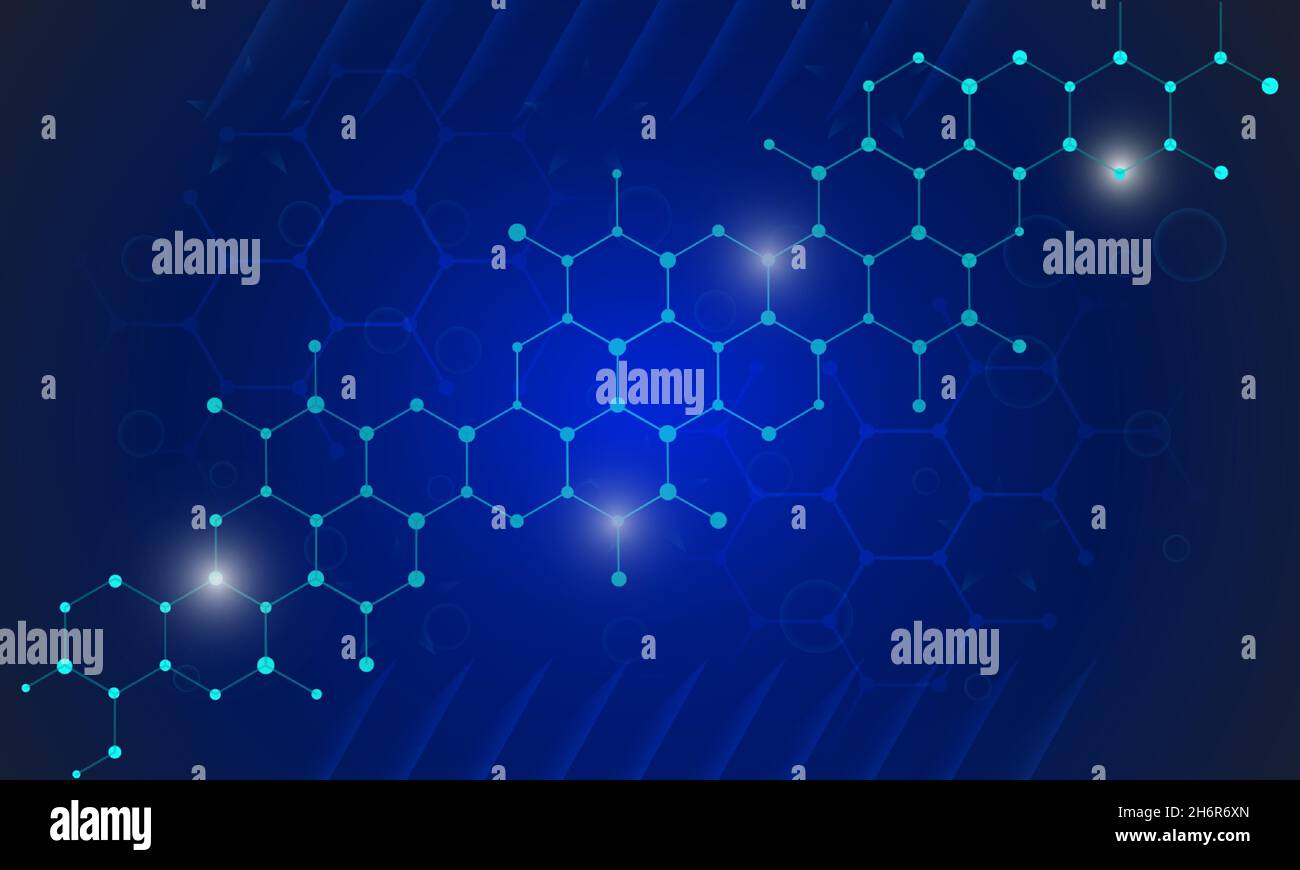 Digital Abstract Molecule Geometric Technology Background With Hexagon Medical Medicine