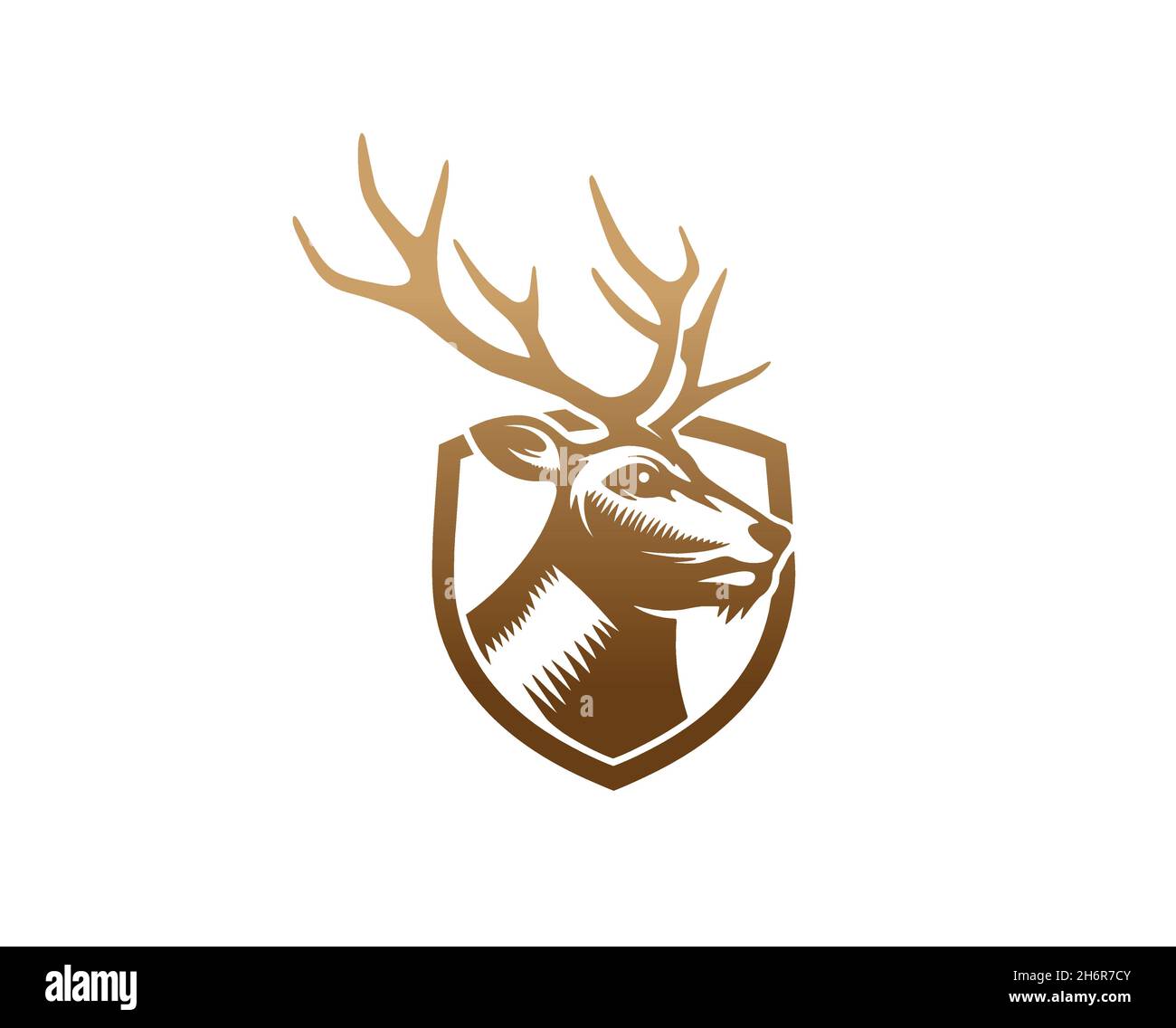 Creative Brown Deer Head Shield Logo Vector Design Illustration Stock ...