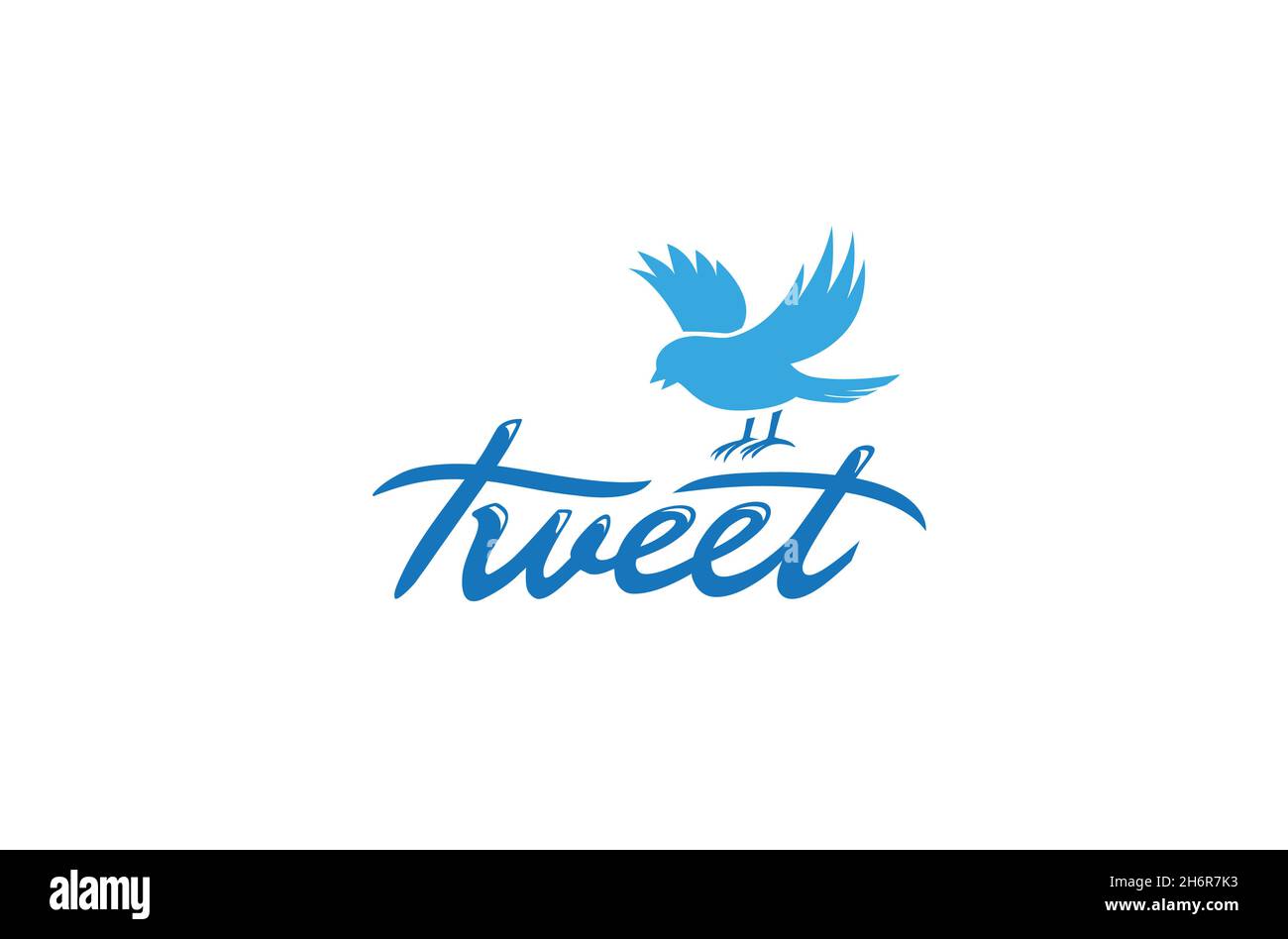 Creative Blue Bird Text Tweet Logo Design Vector Symbol Icon ...