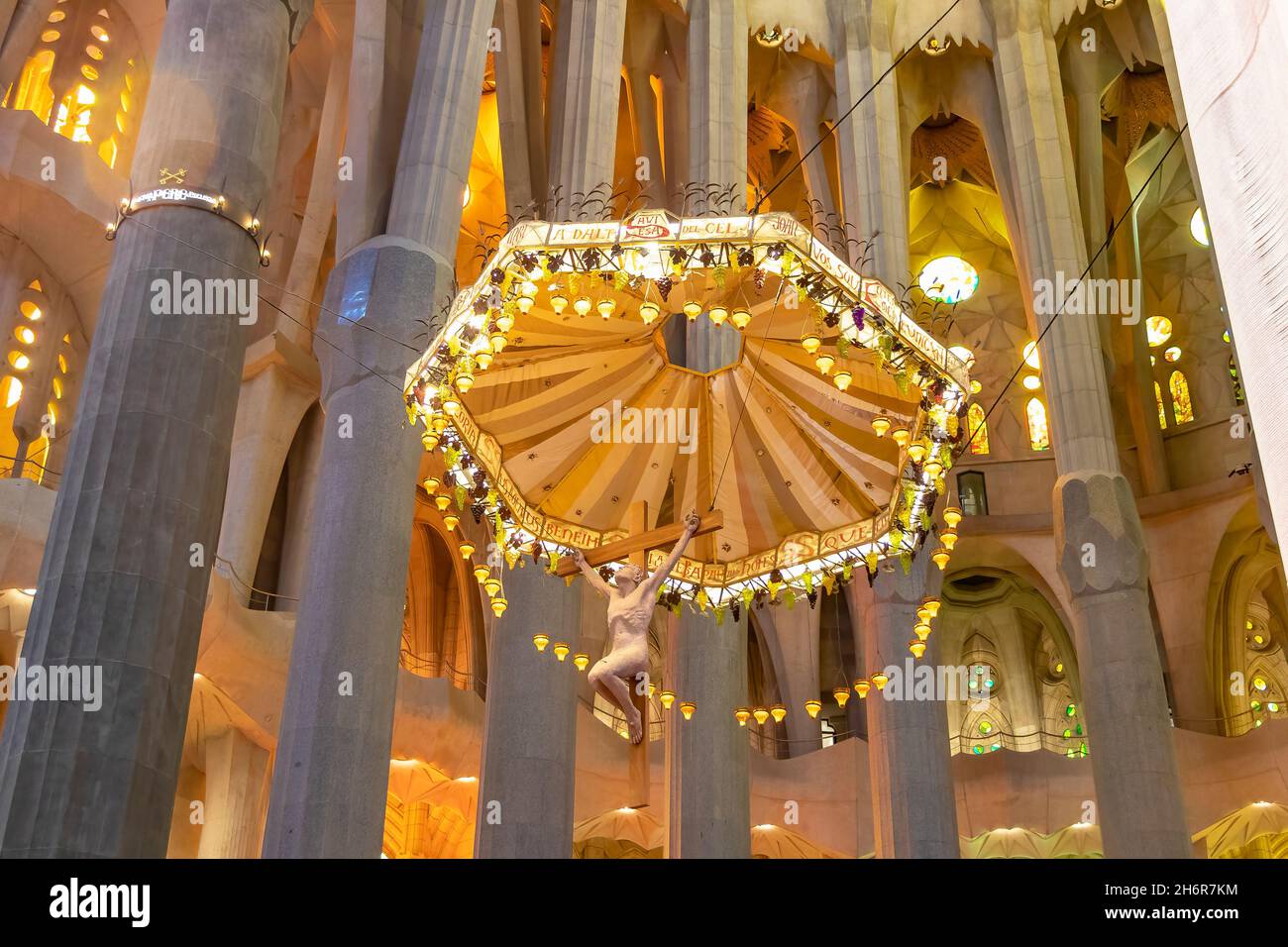 Barcelona, Spain - September 19, 2021: Main altar of "La Sagrada ...
