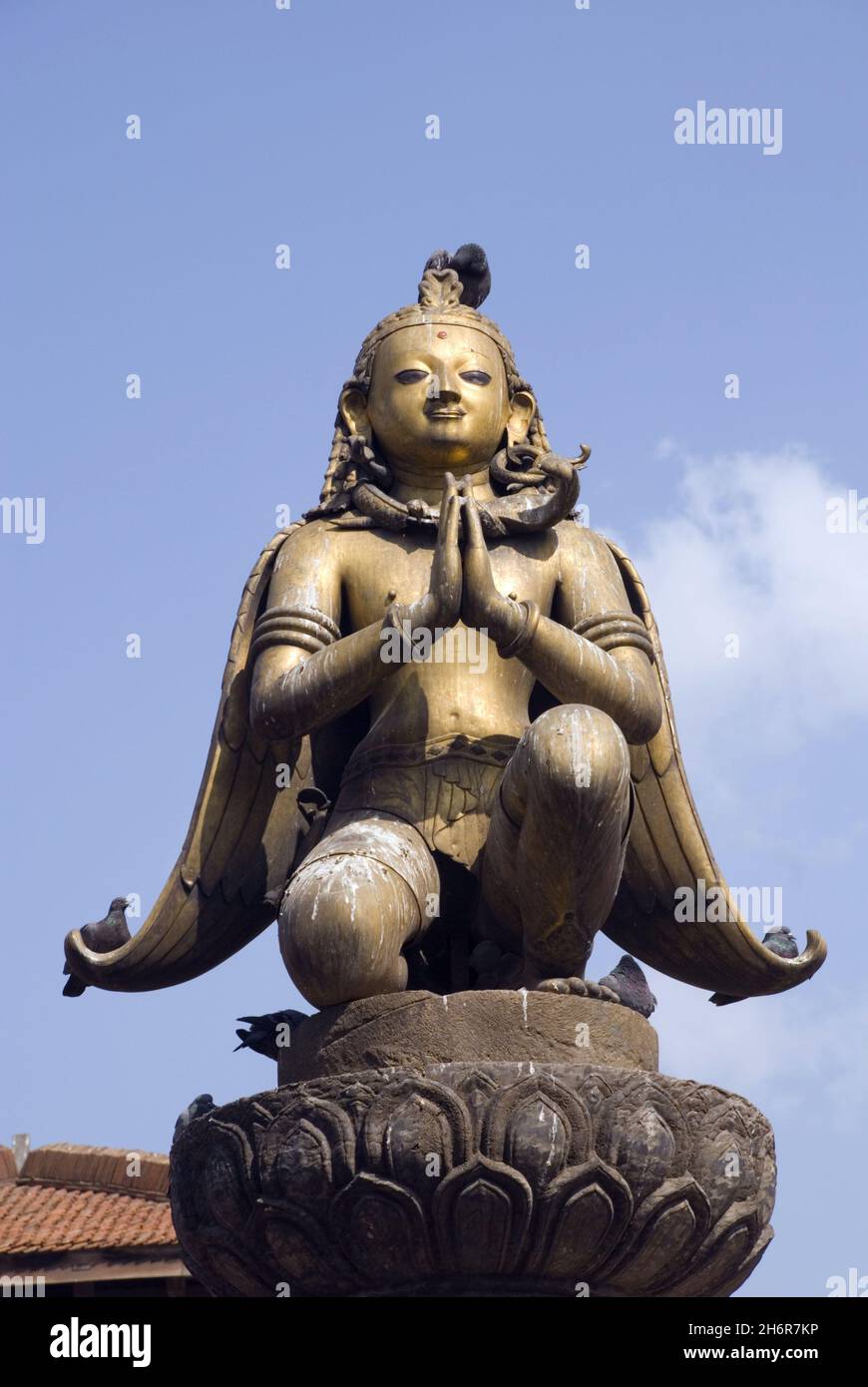 This is a brass statue of 'Garuda' (the vehicle of lord 'Vishnu') in ...