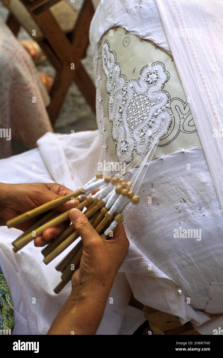 Tombolo is the traditional handmade craft production of laces in linen ...