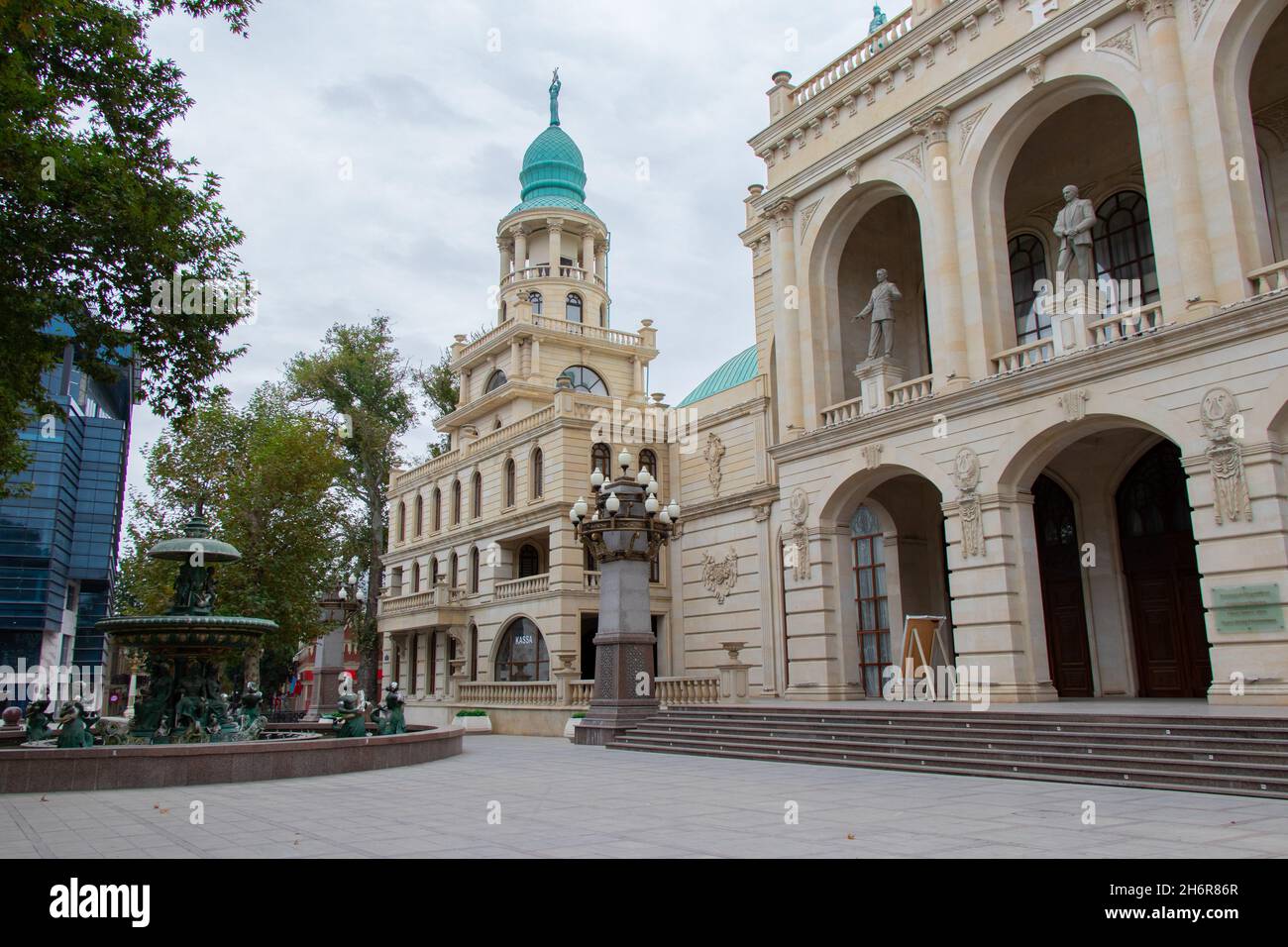 Ganja State Philharmonic. Modern buildings in Ganja city of Azerbaijan ...