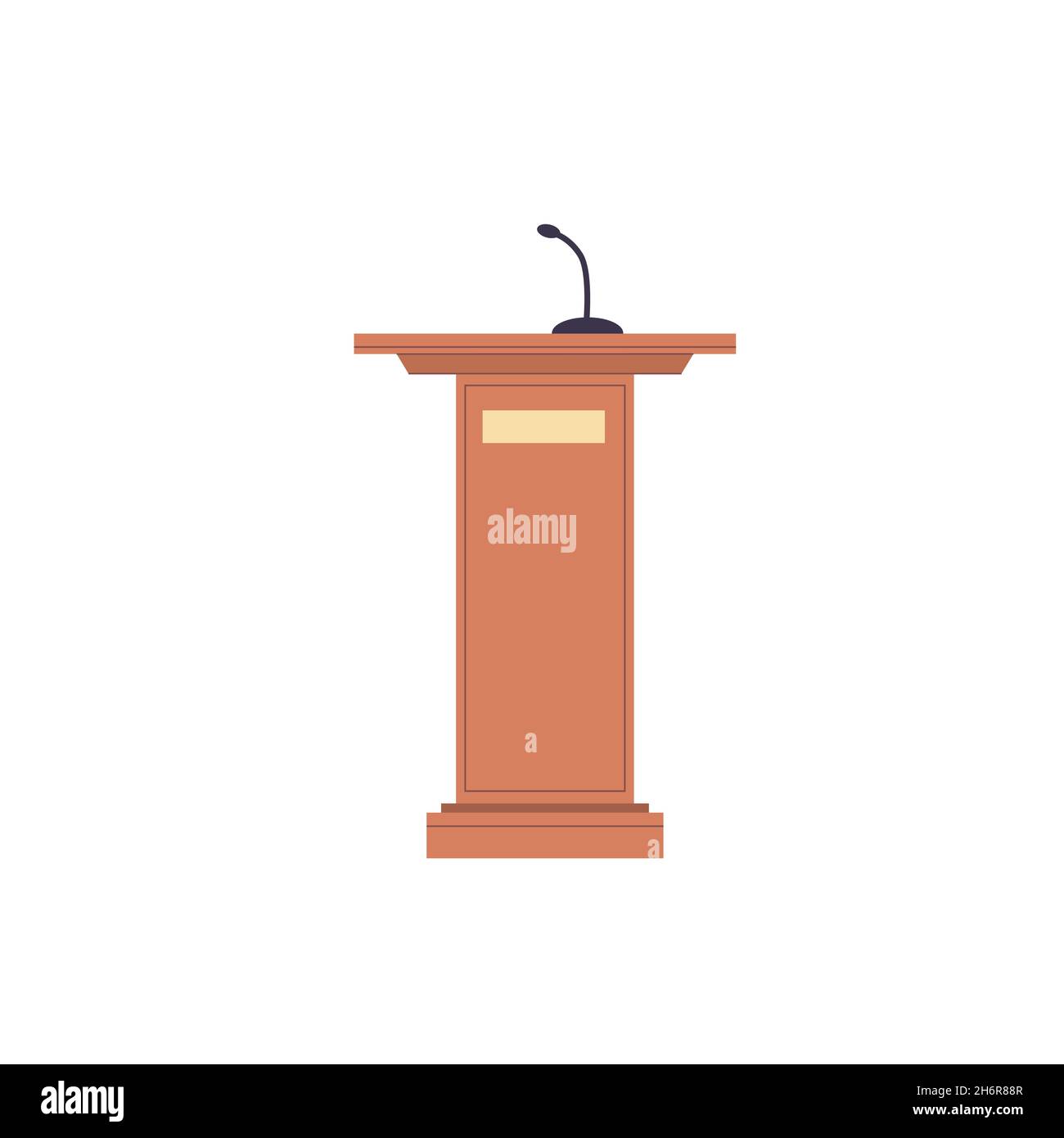 Flat cartoon tribune podium,furniture and office interior elements ...