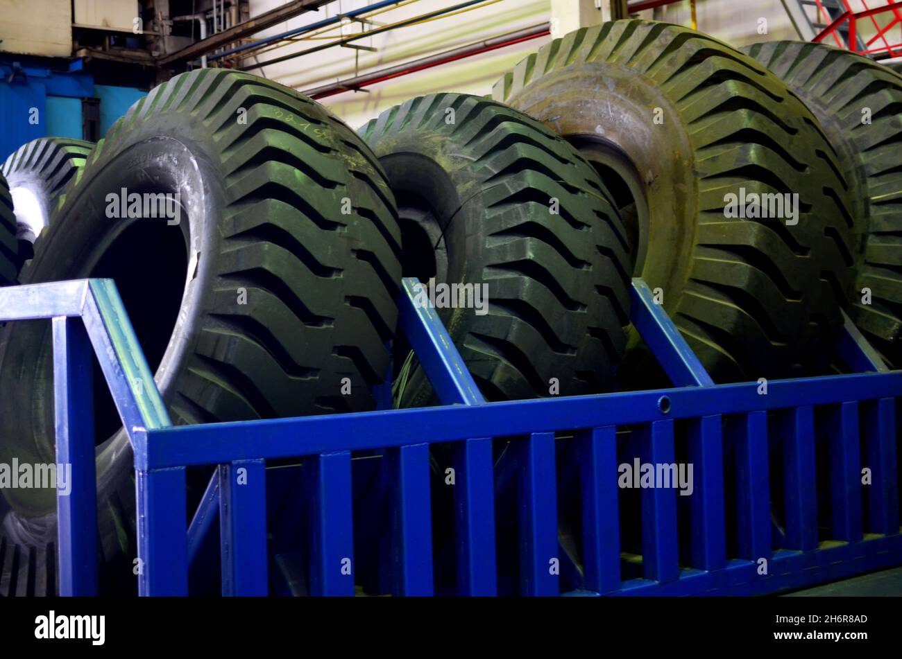Warehouse with tires for trucks at an industrial plant for the ...