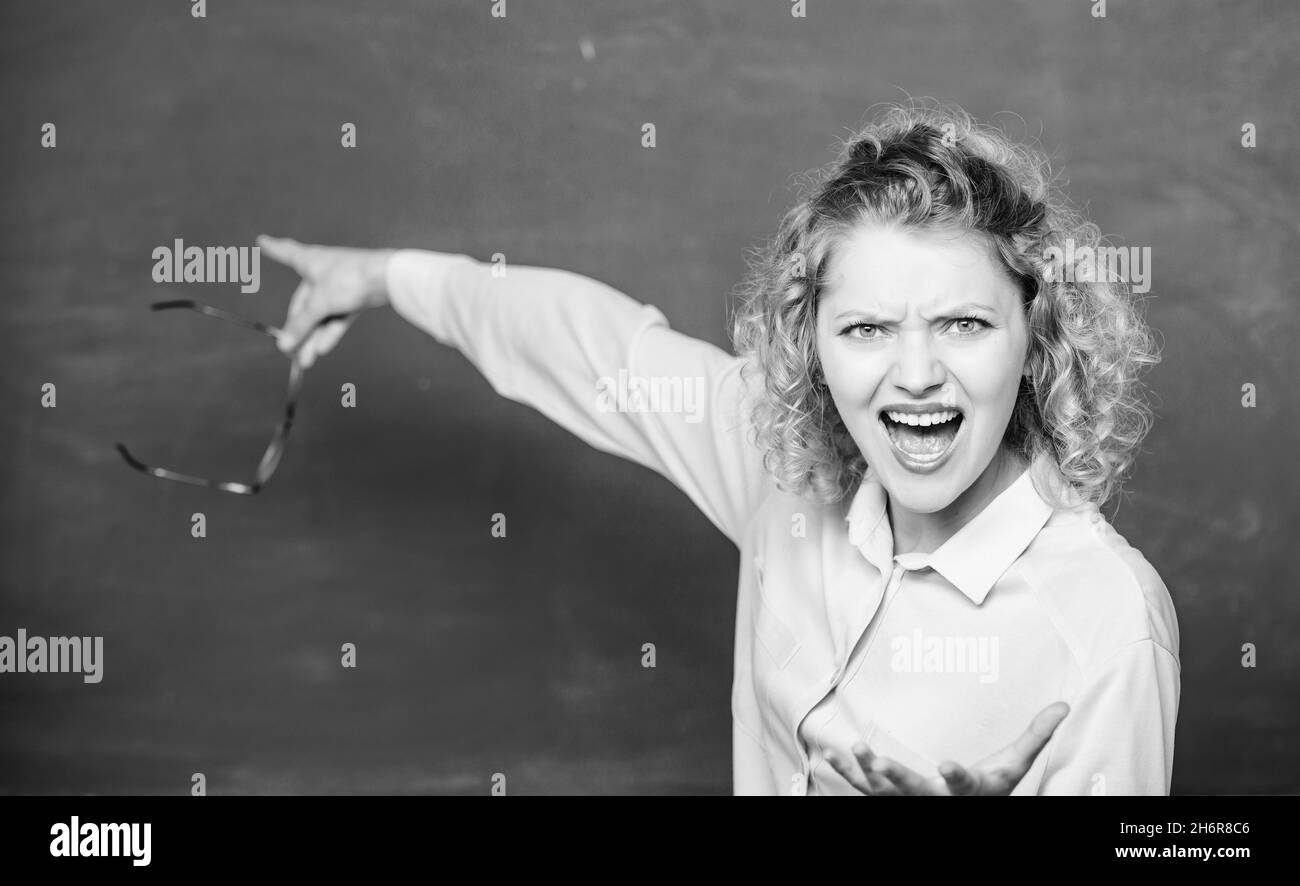 Lady teacher strict discipline Black and White Stock Photos & Images ...