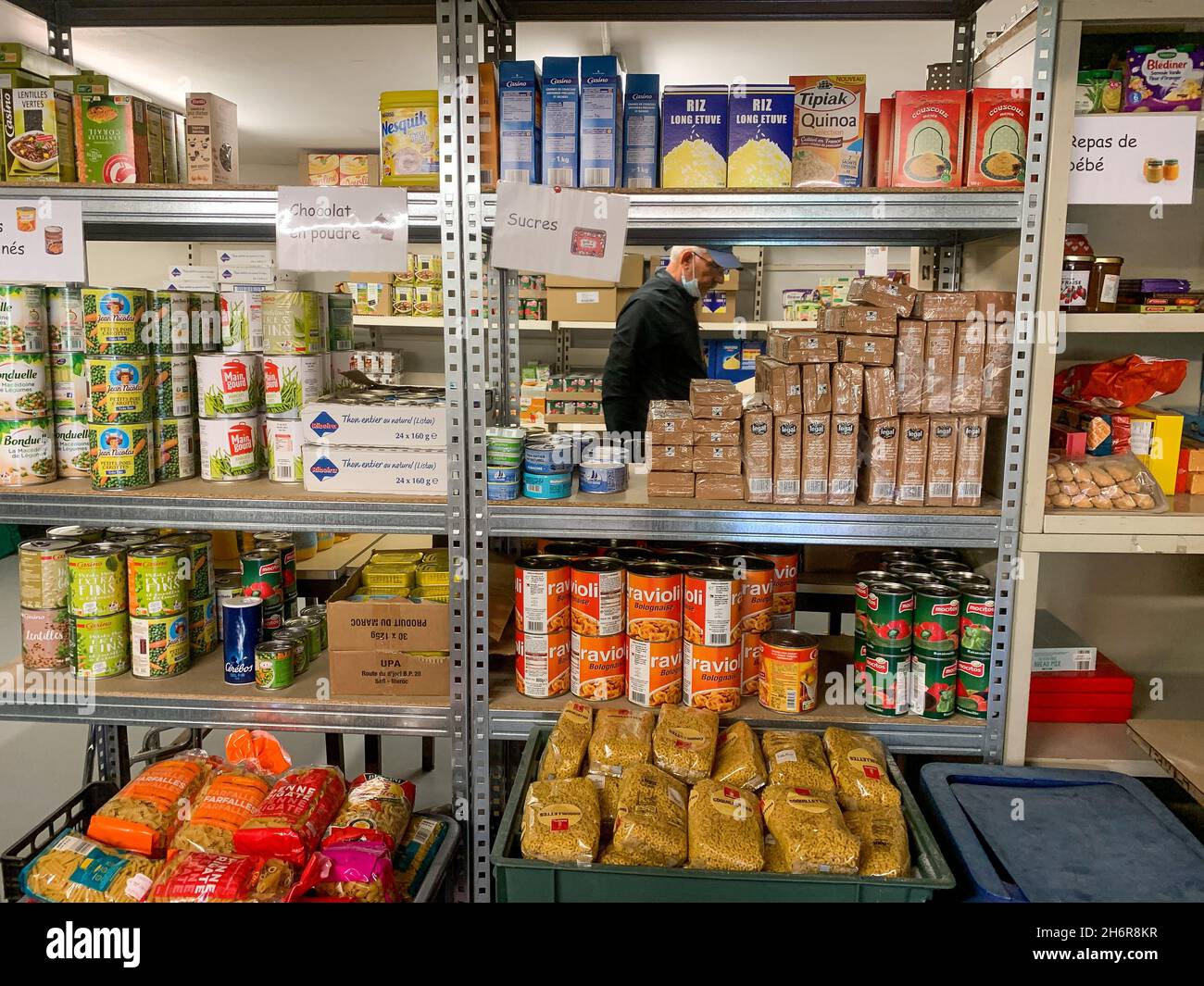 French Secours Populaire food distribution centre, Bron, France Stock ...
