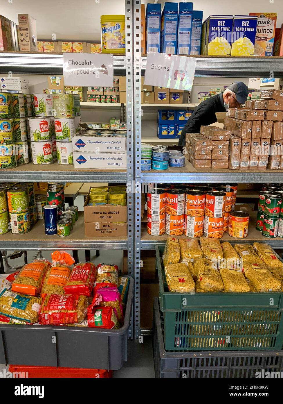French Secours Populaire food distribution centre, Bron, France Stock ...