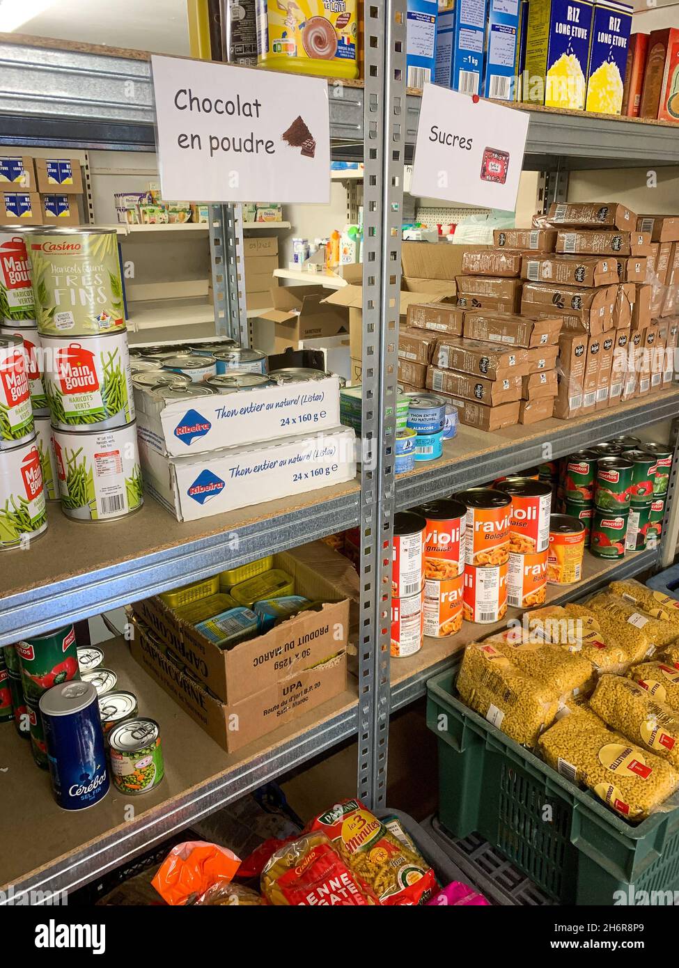 French Secours Populaire food distribution centre, Bron, France Stock ...