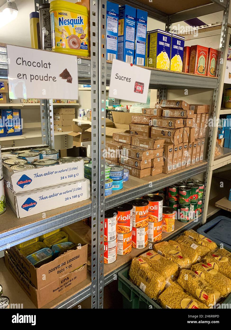 French Secours Populaire food distribution centre, Bron, France Stock ...