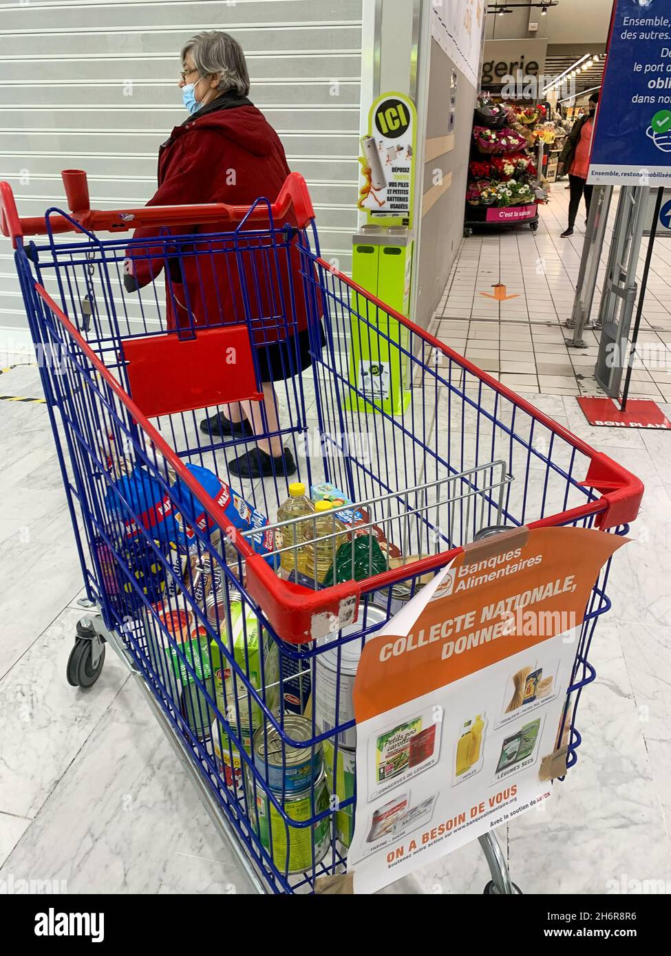 Food collection held by the french food bank, Venissiieux, AURA Region ...