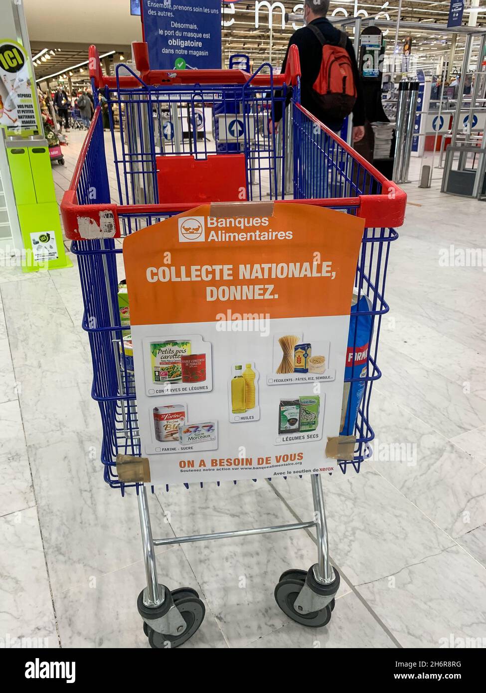 Food collection held by the french food bank, Venissiieux, AURA Region ...