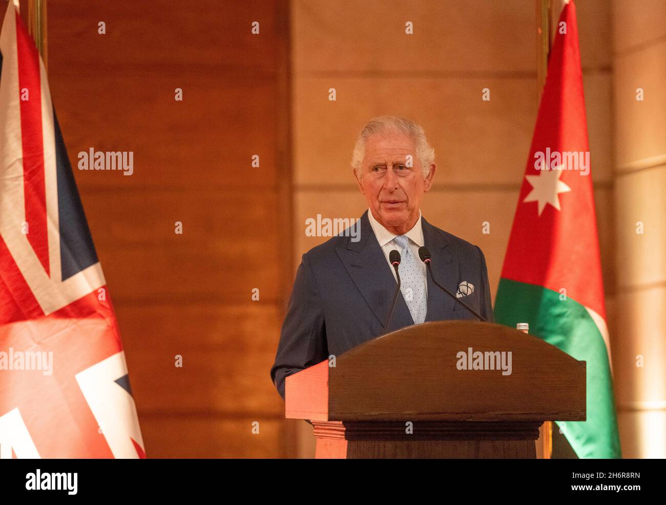 The Prince of Wales speaking at a centenary celebration at the Jordan ...
