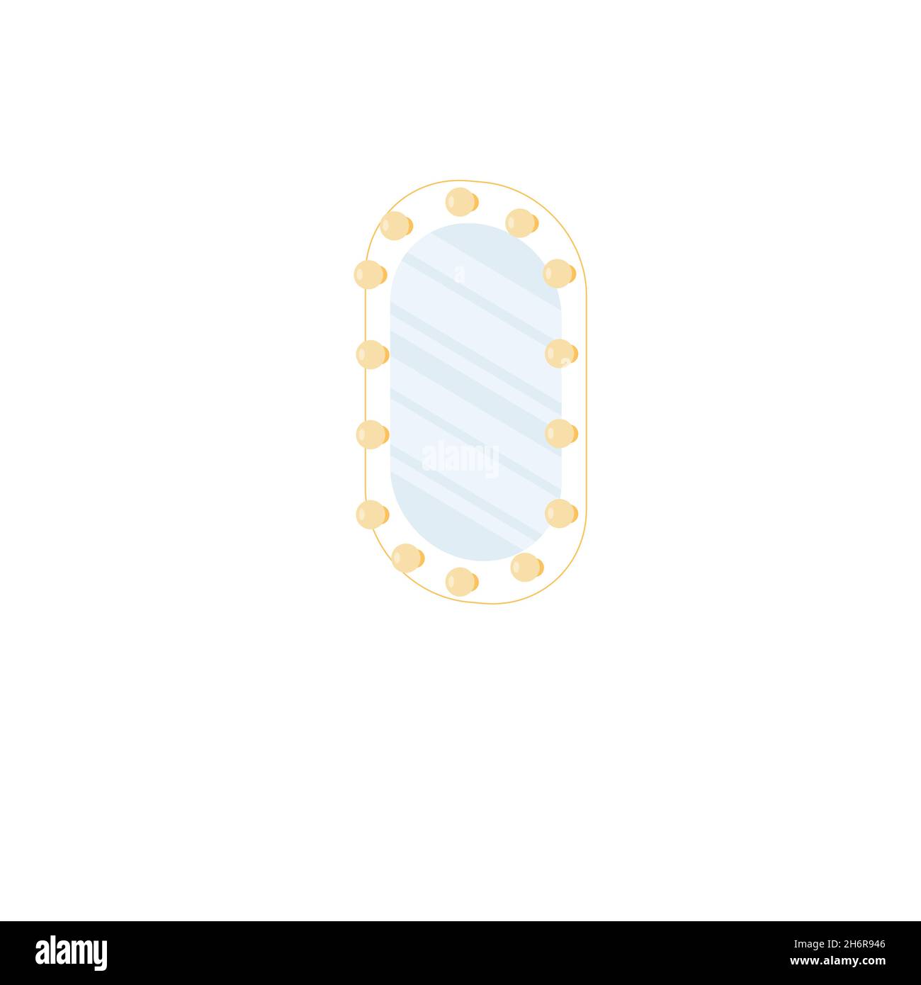 Flat cartoon illuminated mirror,room interior elements for home life ...