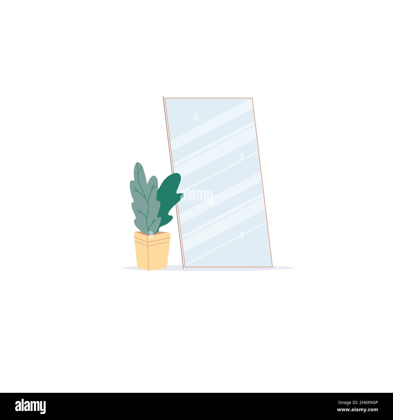 Flat cartoon floor mirror,room interior elements for home life comfort ...