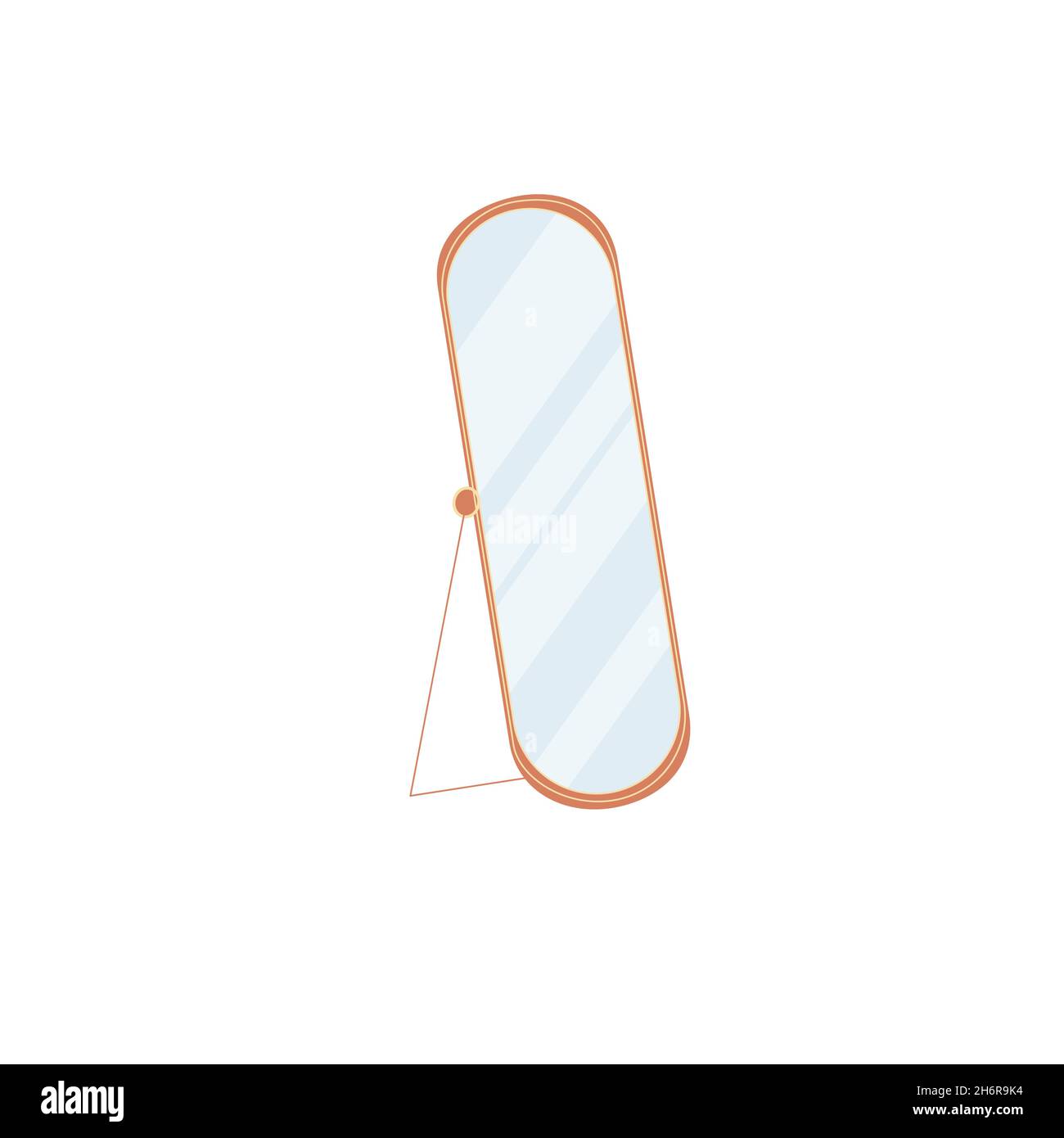 Flat cartoon floor mirror,room interior elements for home life comfort ...