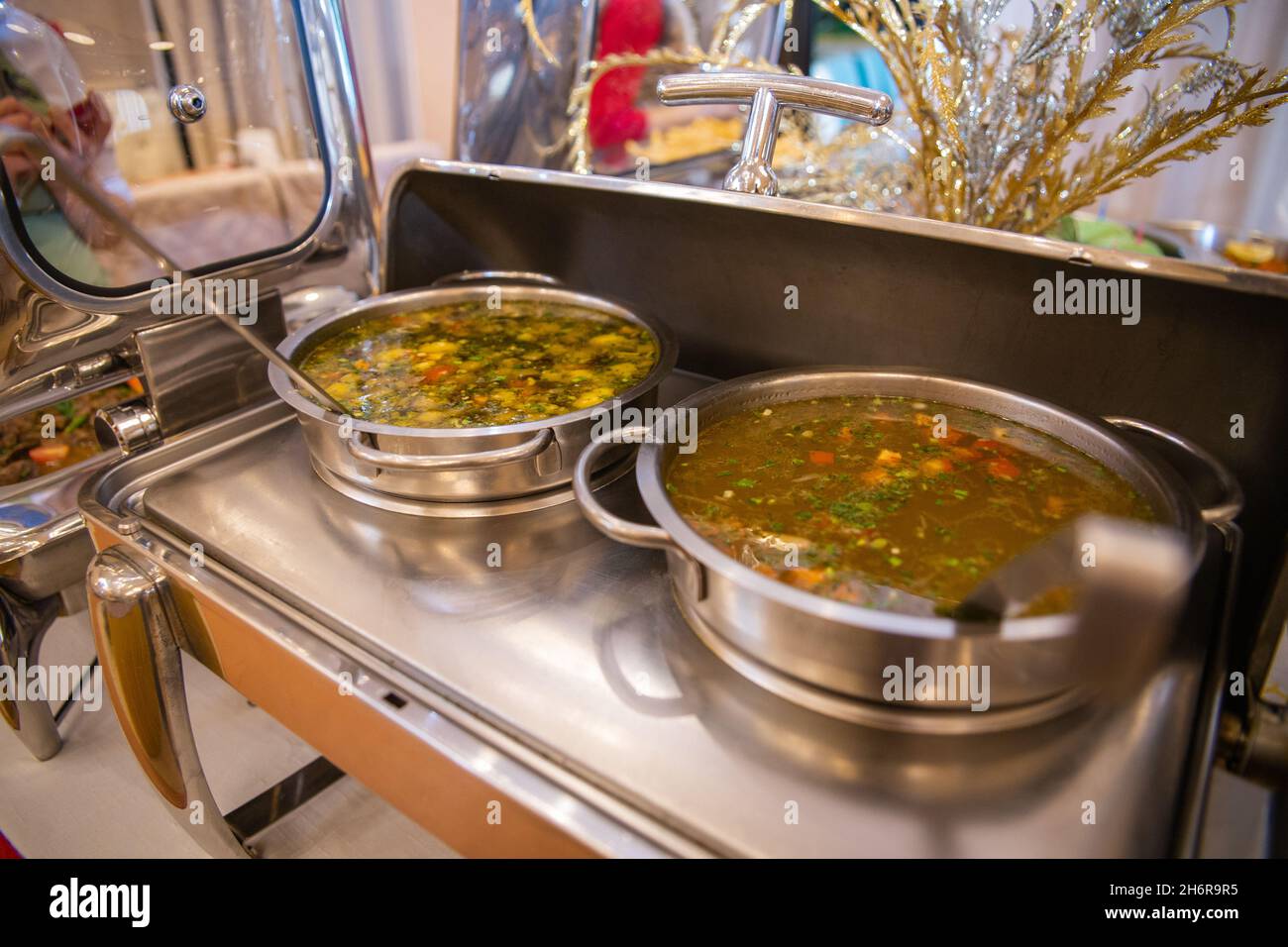 hot soups according to the buffet system, catering party in the ...