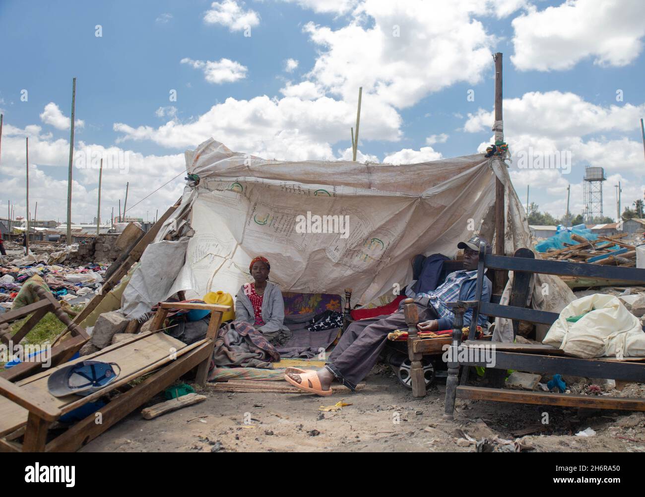 Nairobi, Kenya. 17th Nov, 2021. Homeless residents of Mukuru Kwa Njenga ...