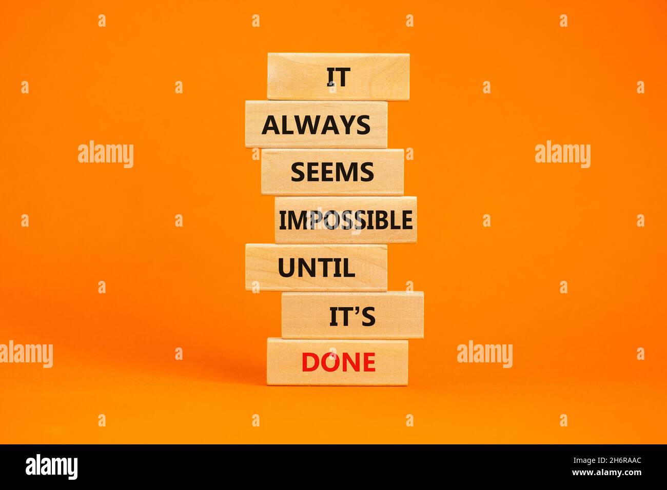 Possible or impossible symbol. Wooden blocks with words It always seems ...