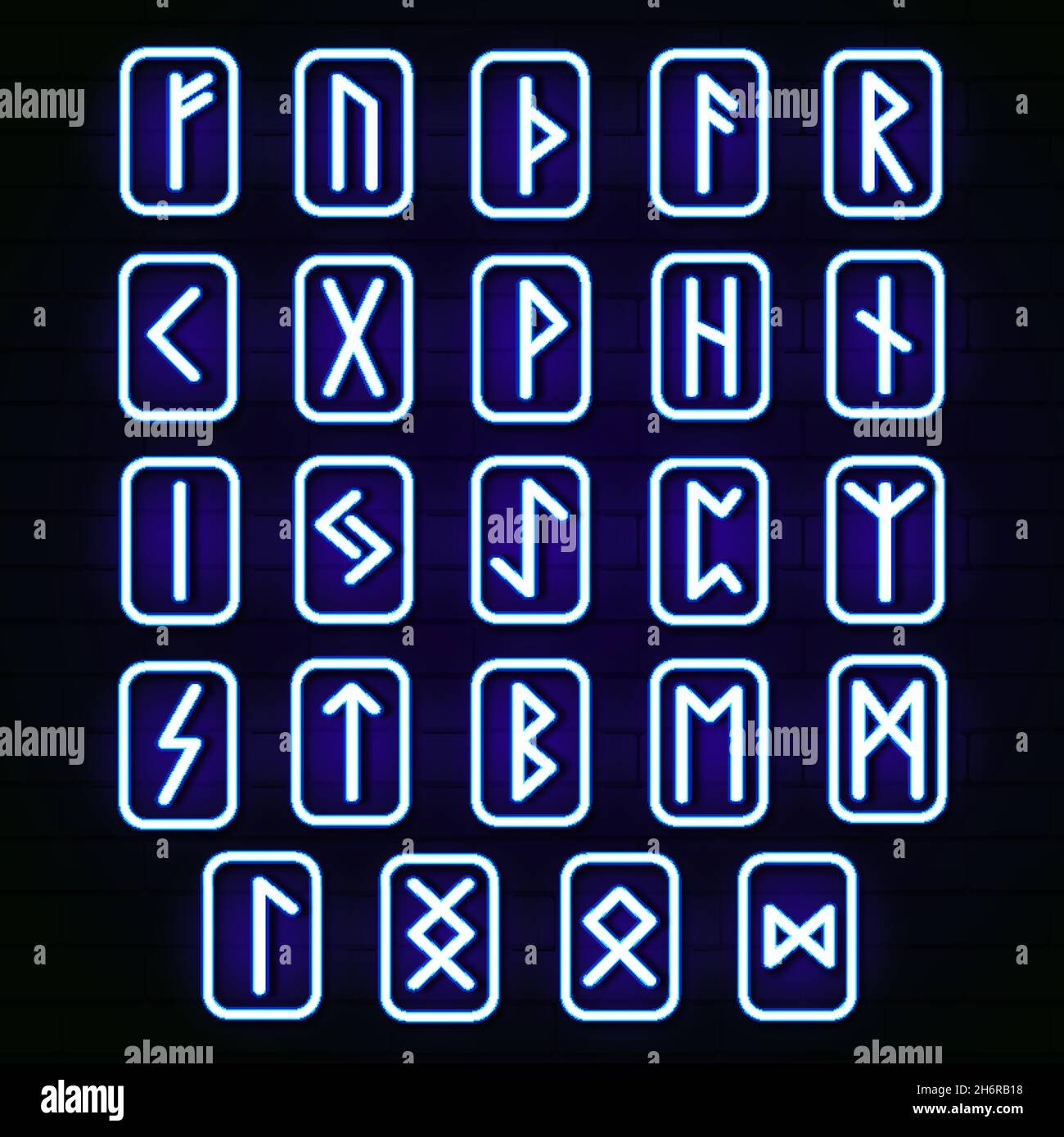 Set of ancient Norse runes. Runic alphabet, Futhark. Ancient occult symbols. Vector illustration ...