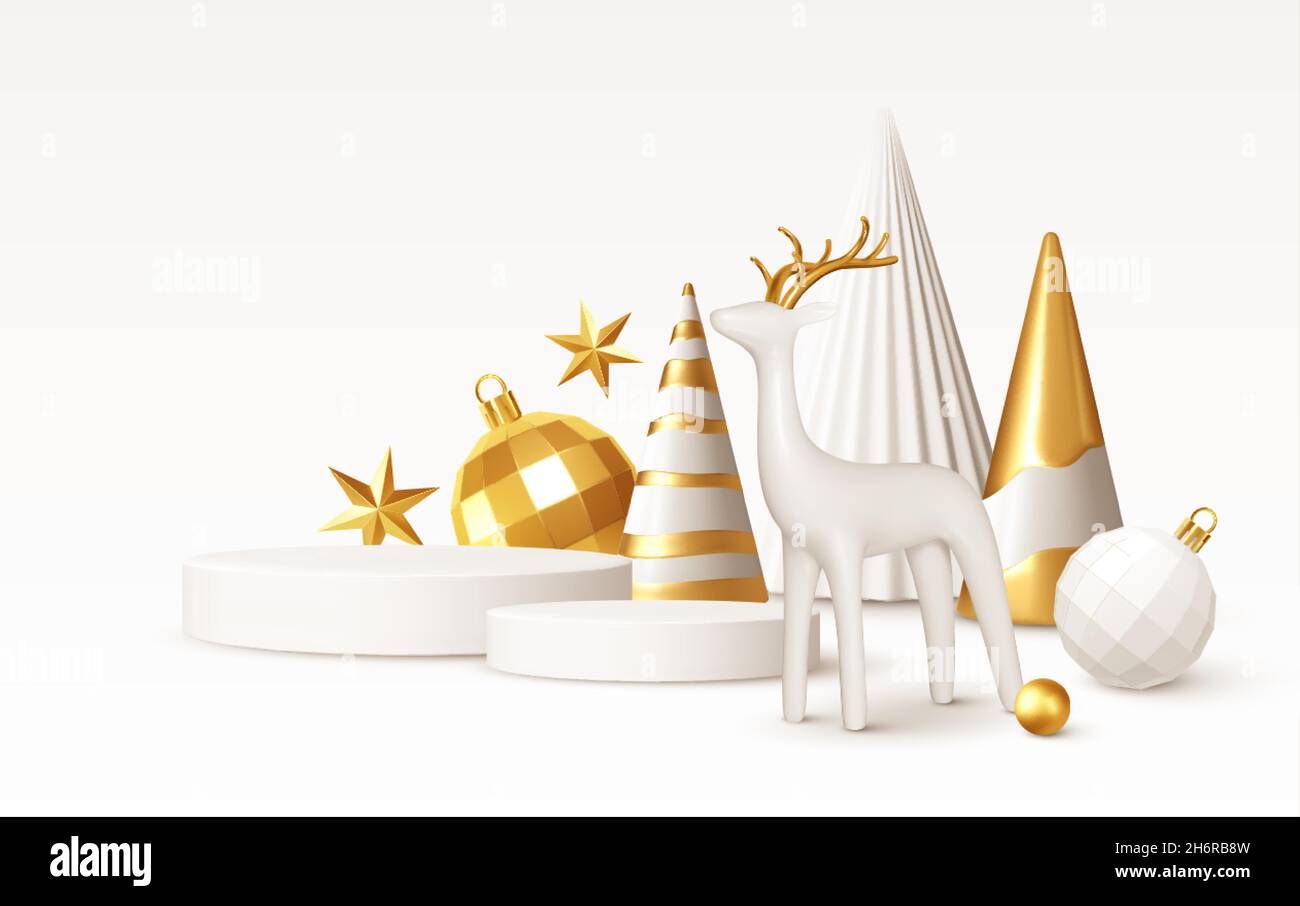 Christmas Realistic 3D trending backgrounds. 3D geometric minimalistic ...