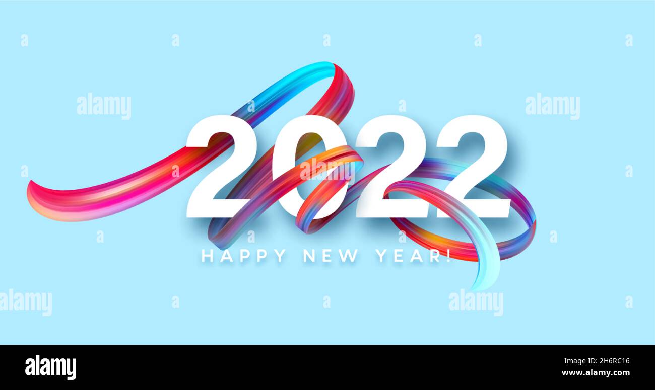 Calendar header 2022 number on colorful abstract color paint brush ...
