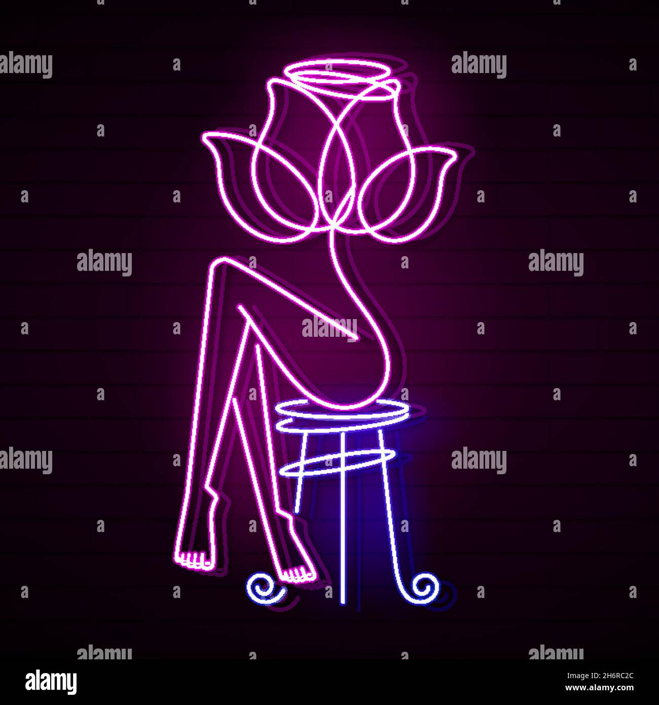 Neon rose sign in Stock Vector Images - Alamy