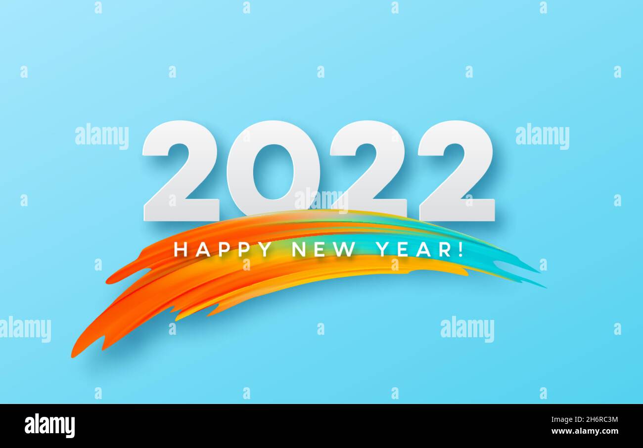 Calendar header 2022 number on colorful abstract color paint brush ...