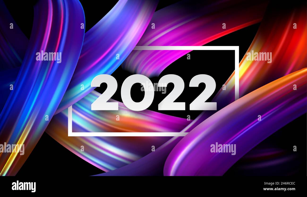 Calendar header 2022 number on colorful abstract color paint brush ...
