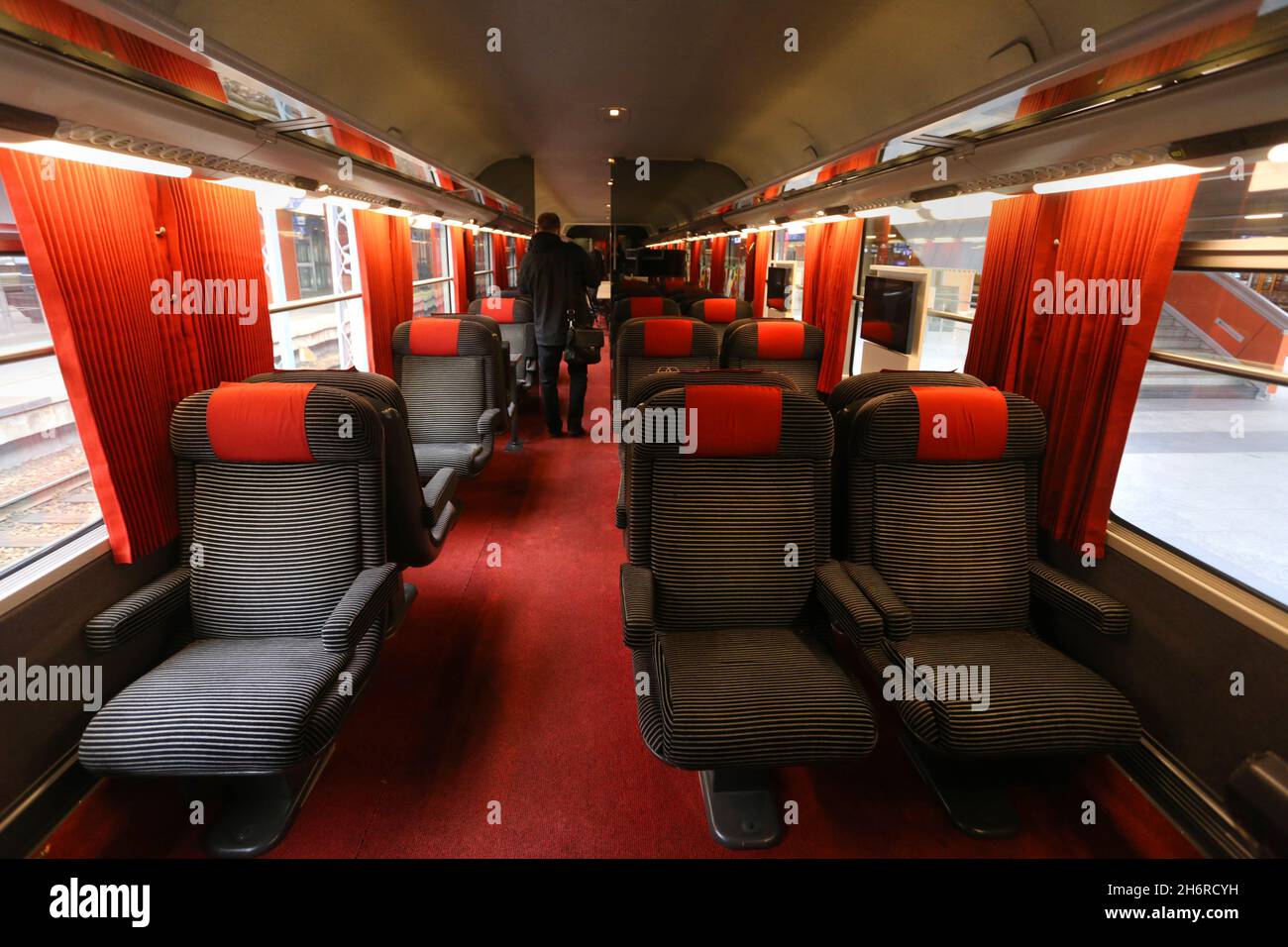 Cracow. Krakow. Poland. Interior of a passenger train coach with luxury ...