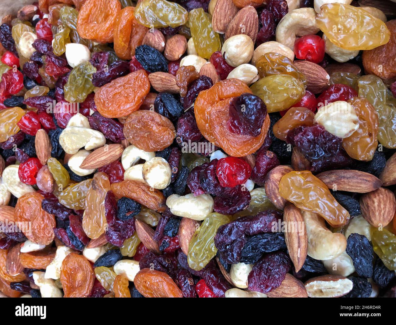 food background with variety of dried fruits and nuts Stock Photo - Alamy