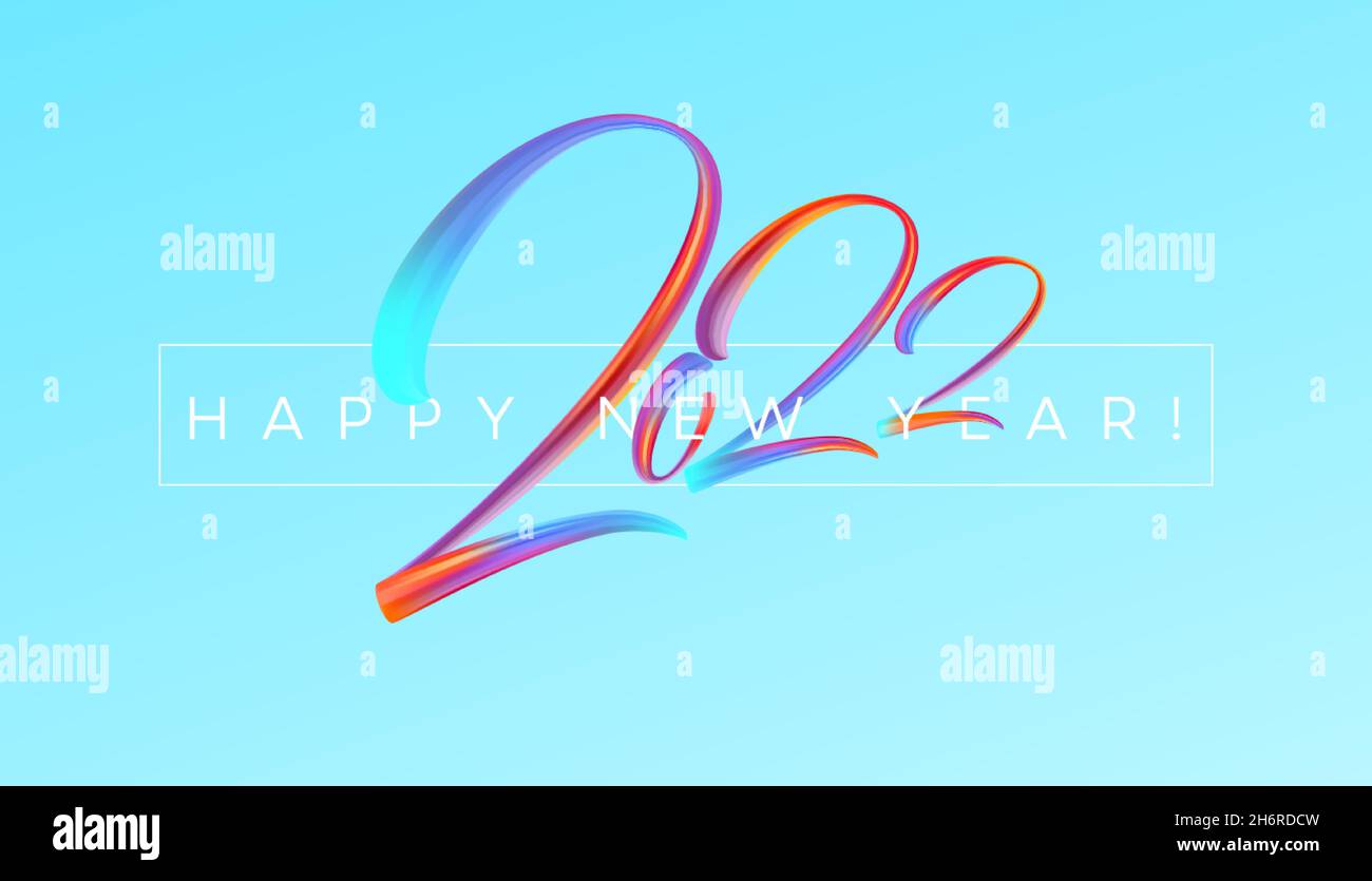 Calendar header 2022 number on colorful abstract color paint brush ...