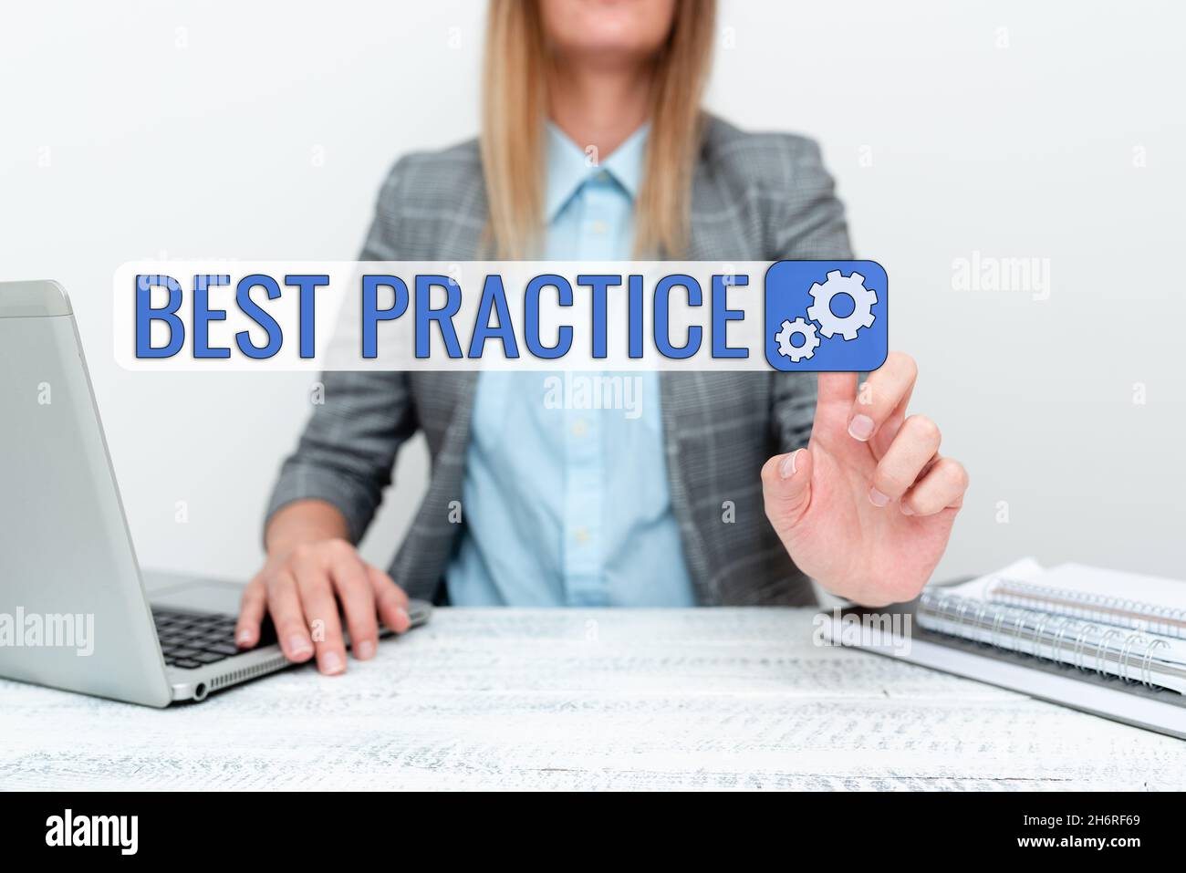 Text showing inspiration Best Practice. Word for commercial procedures ...