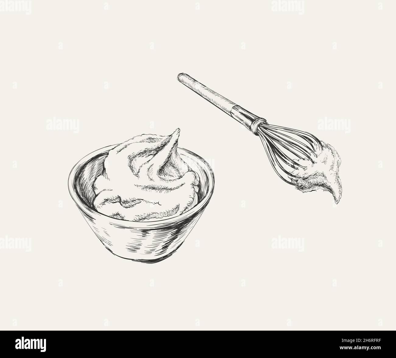 Yogurt, cream. Cooking hand drawn. Recipe. Cuisine Stock Vector Image ...