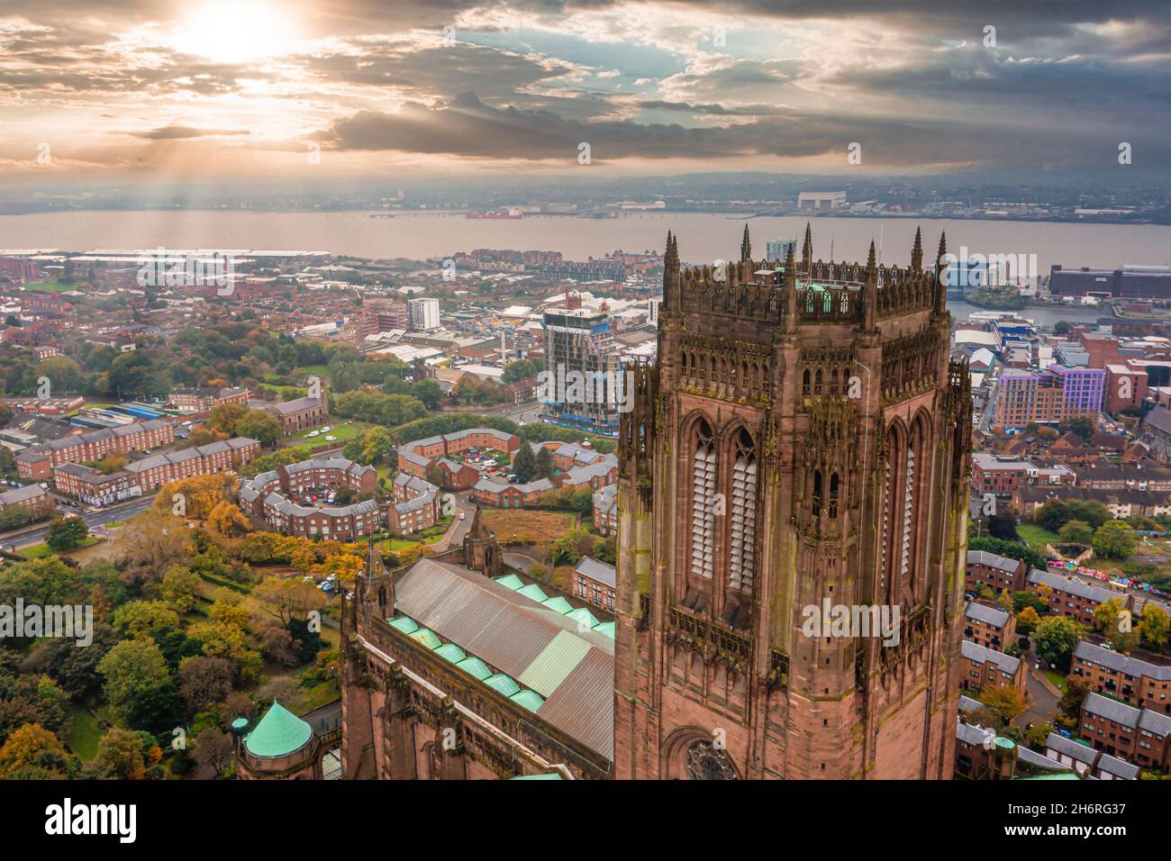 Aerial view of the Liverpool Cathedral in England Stock Photo - Alamy