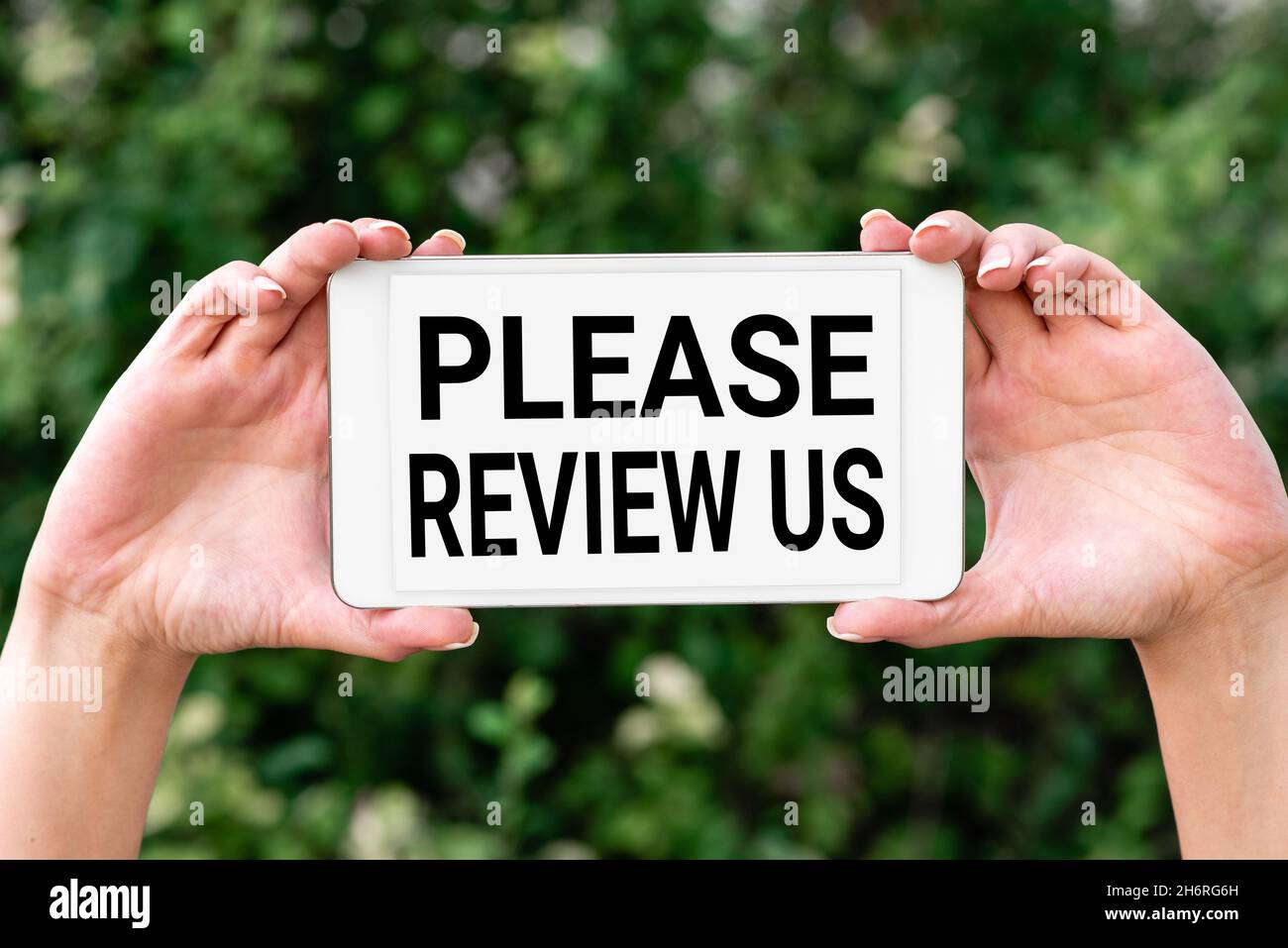 Inspiration showing sign Please Review Us. Concept meaning situation or ...