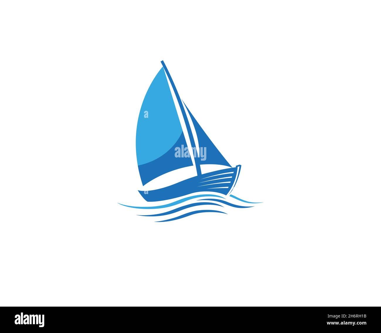 Creative Blue Yacht Boat Logo Design Vector Symbol Illustration Stock ...