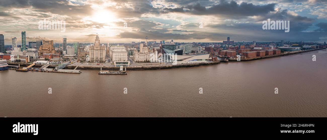Beautiful aerial panoramic view of the Liverpool city skyline Stock ...