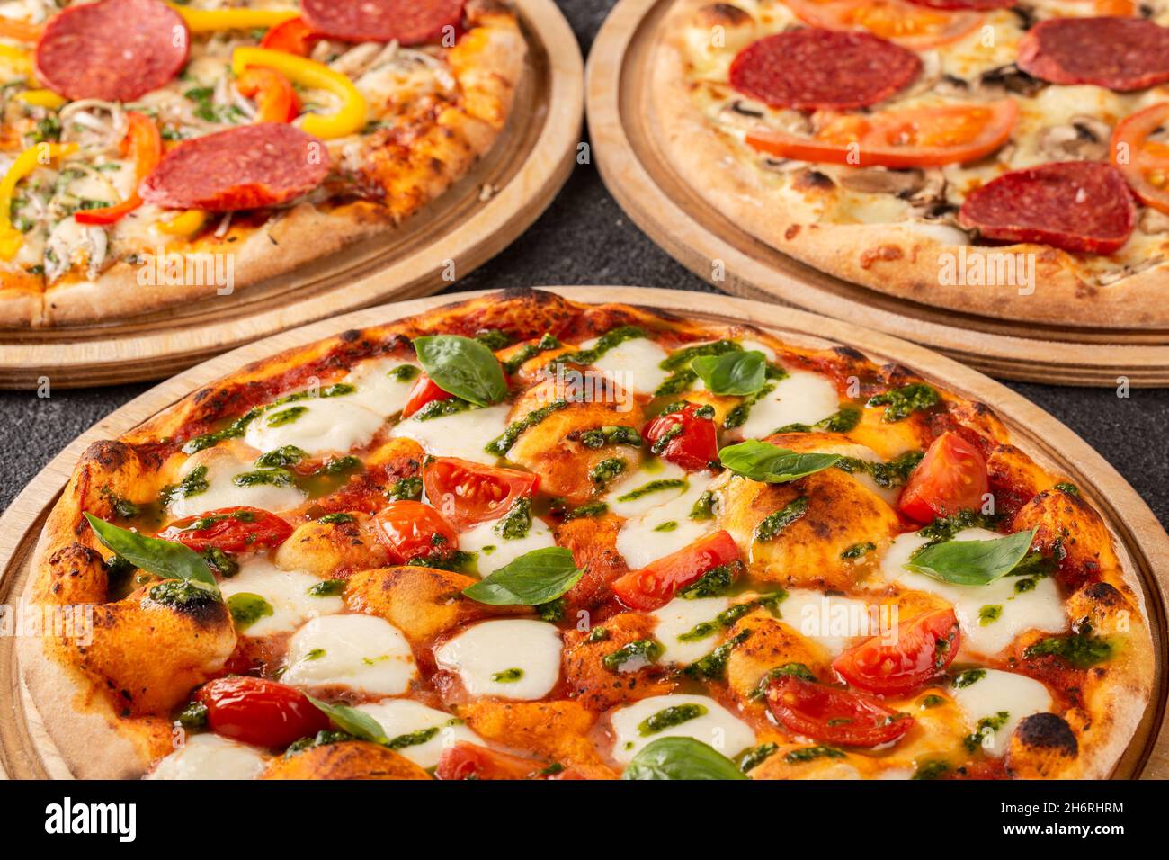 Three types of Italian pizza from above Stock Photo - Alamy