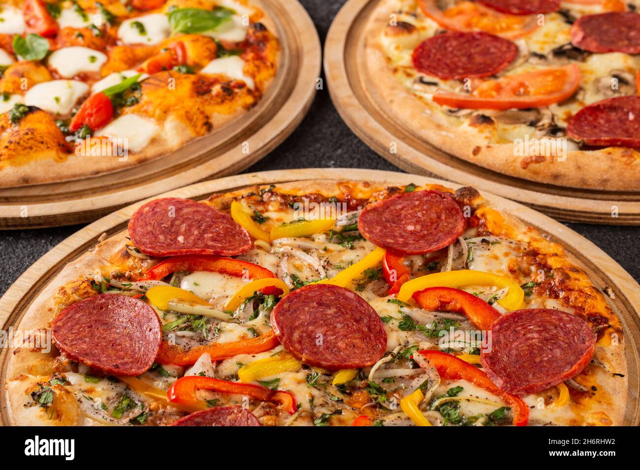 Three types of Italian pizza from above Stock Photo - Alamy