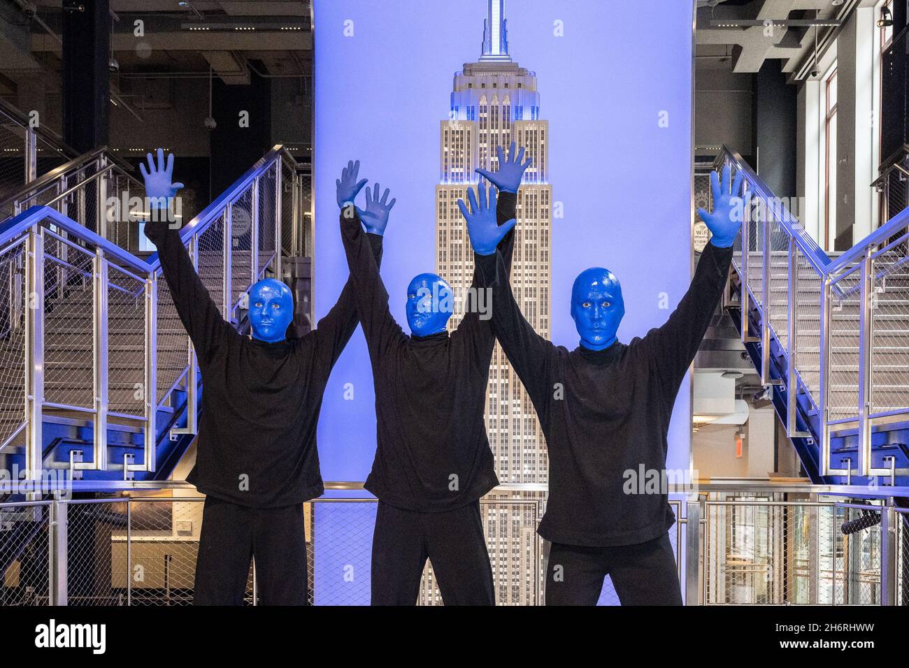 New York, on Nov. 17, 2021. In celebration of the Blue Man Group’s 30th ...
