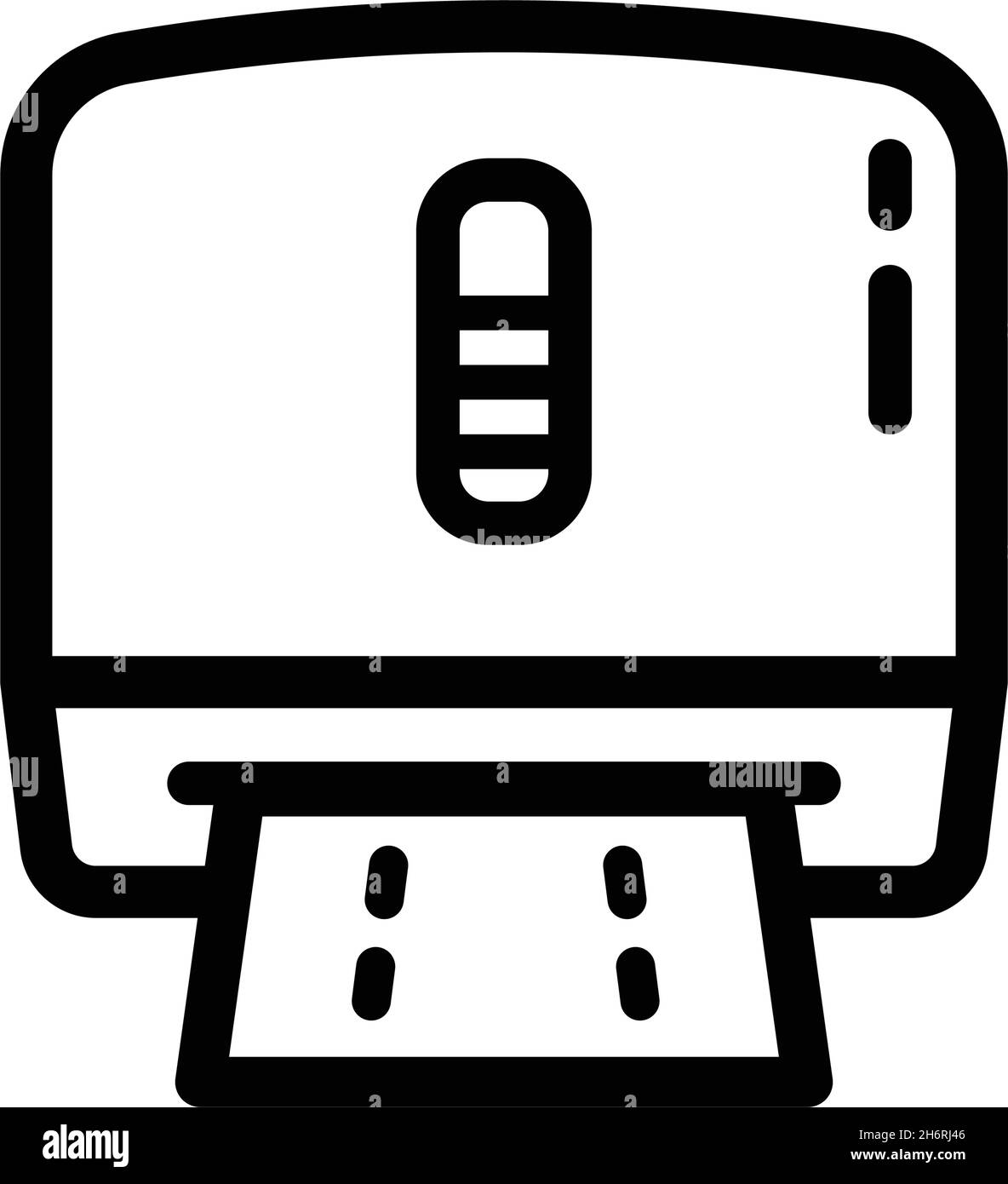 Hand dryer with paper towel outline icon, Hygiene routine concept ...