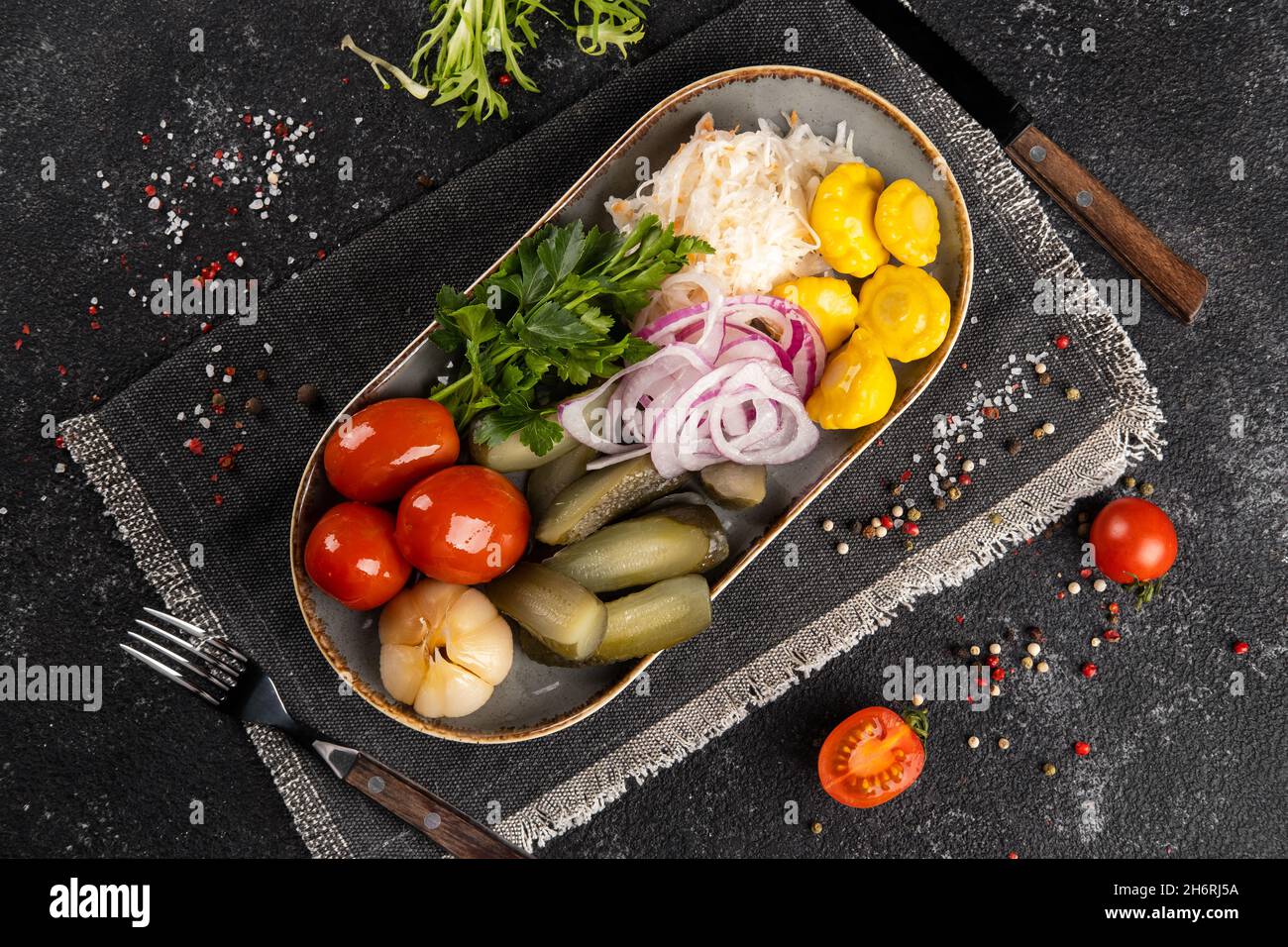 Assorted vegetable pickles on a plate Stock Photo - Alamy
