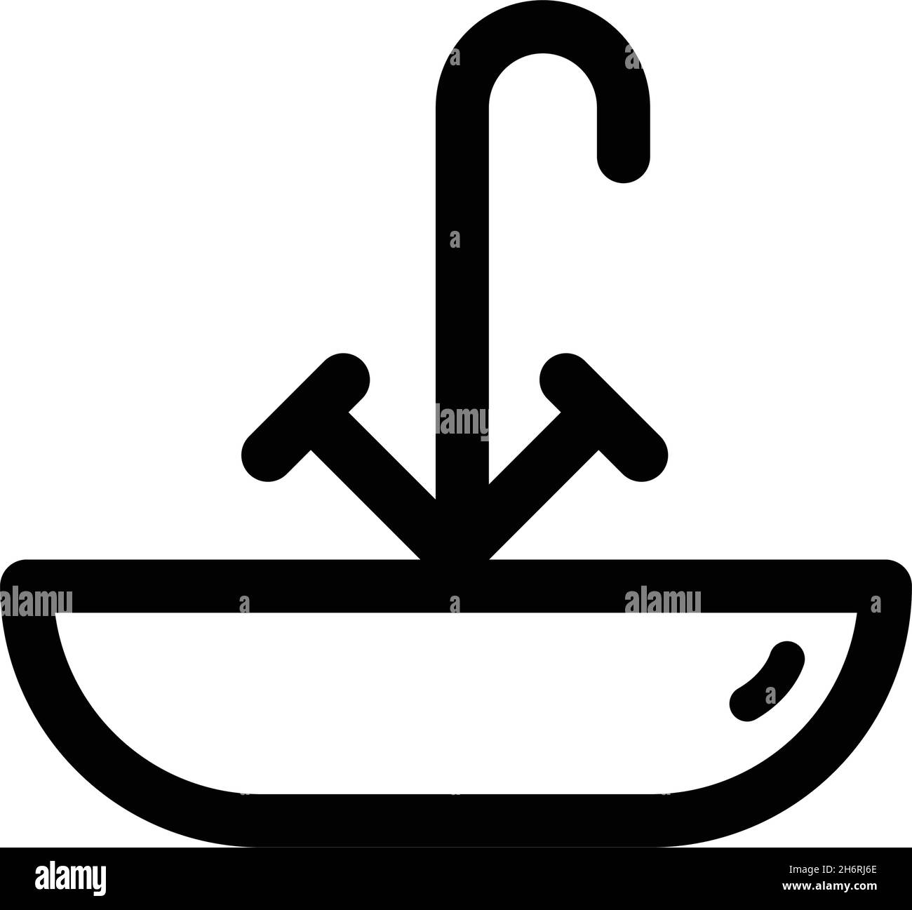 Sink outline symbol isolated on white background. Vector washbasin ...