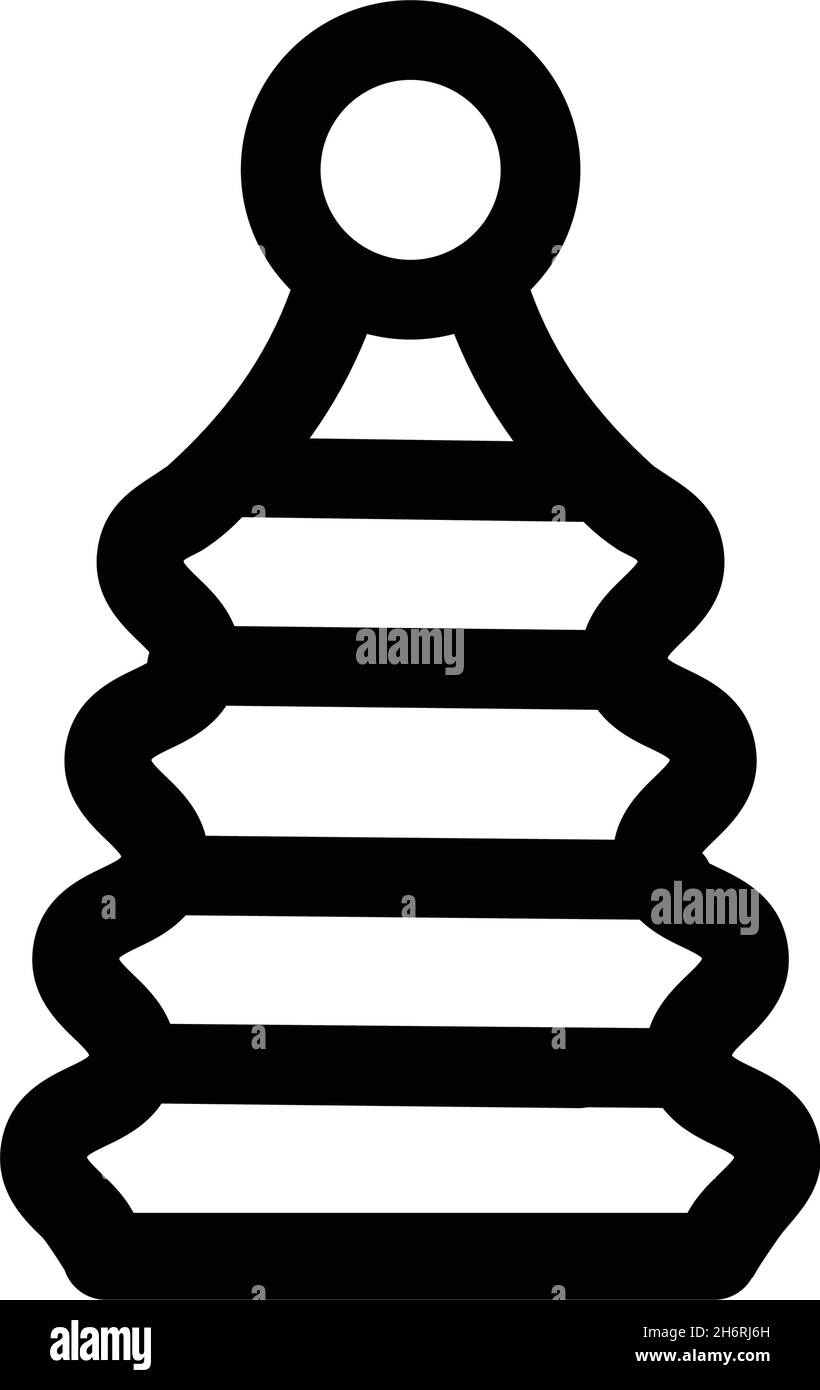 Toilet corrugated handle plastic plunger icon. Outline toilet handle ...