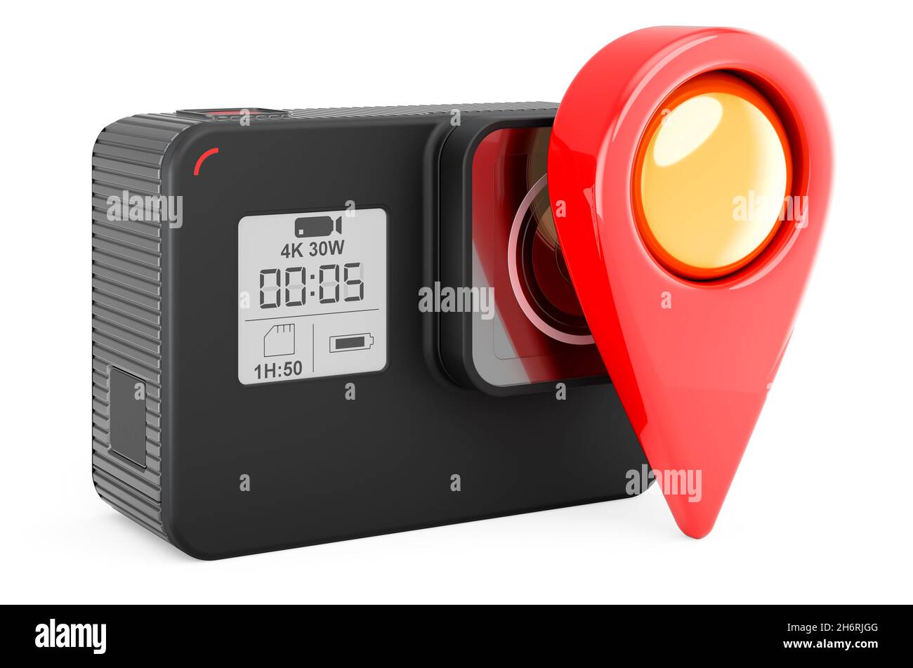 Dashcam DVR with map pointer. 3D rendering isolated on white background ...