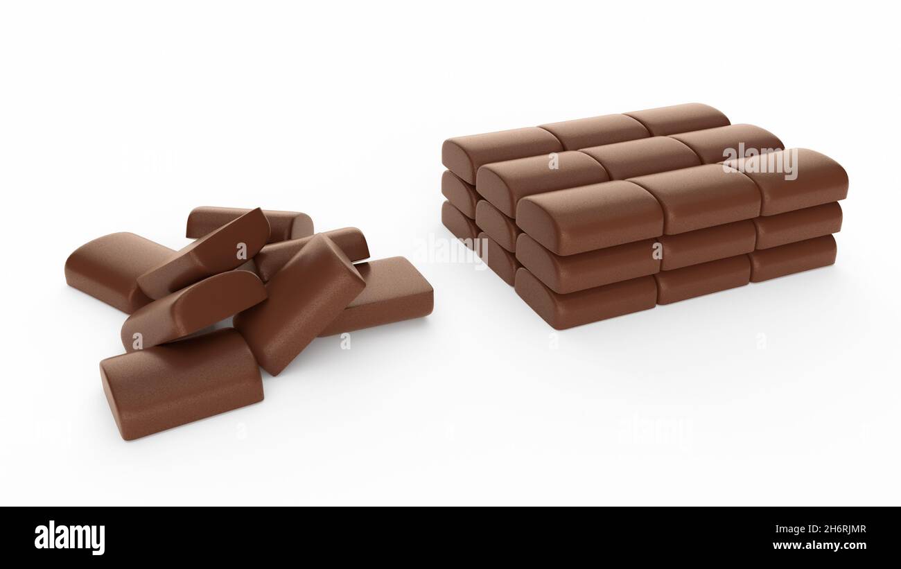 Floating chocolate bars isolated on a white background Stock Photo - Alamy