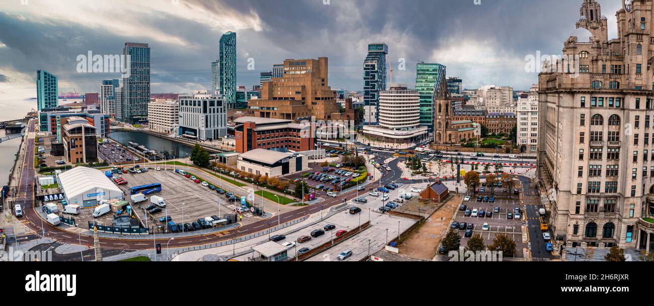 Aerial view of the Liverpool skyline in United Kingdom Stock Photo - Alamy