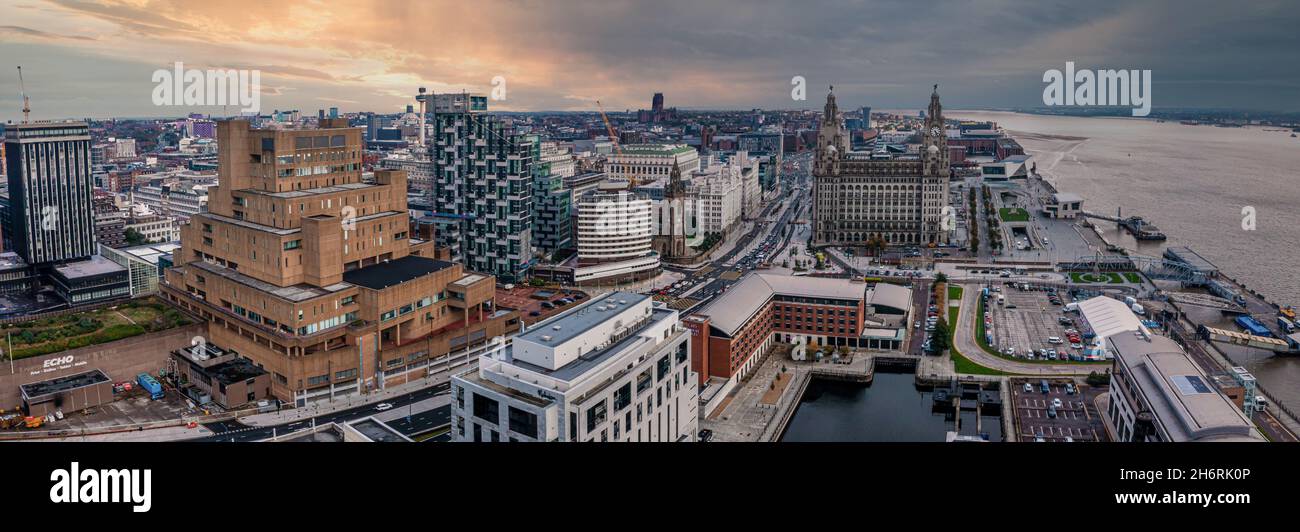 Aerial view of the Liverpool skyline in United Kingdom Stock Photo - Alamy